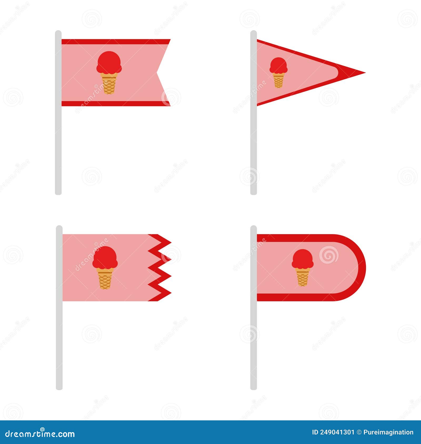 Set of Colored Flags with Ice Cream Stock Vector - Illustration of ...