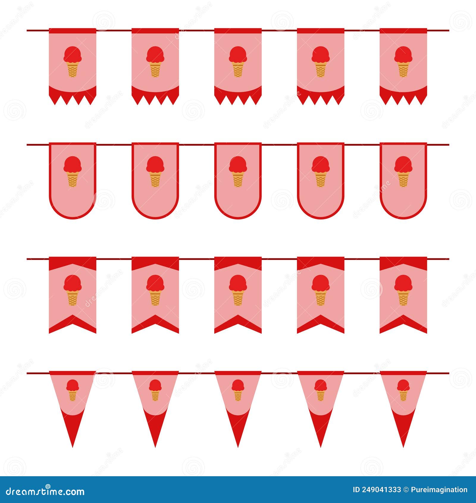 Set of Colored Flags with Ice Cream Stock Vector - Illustration of ...