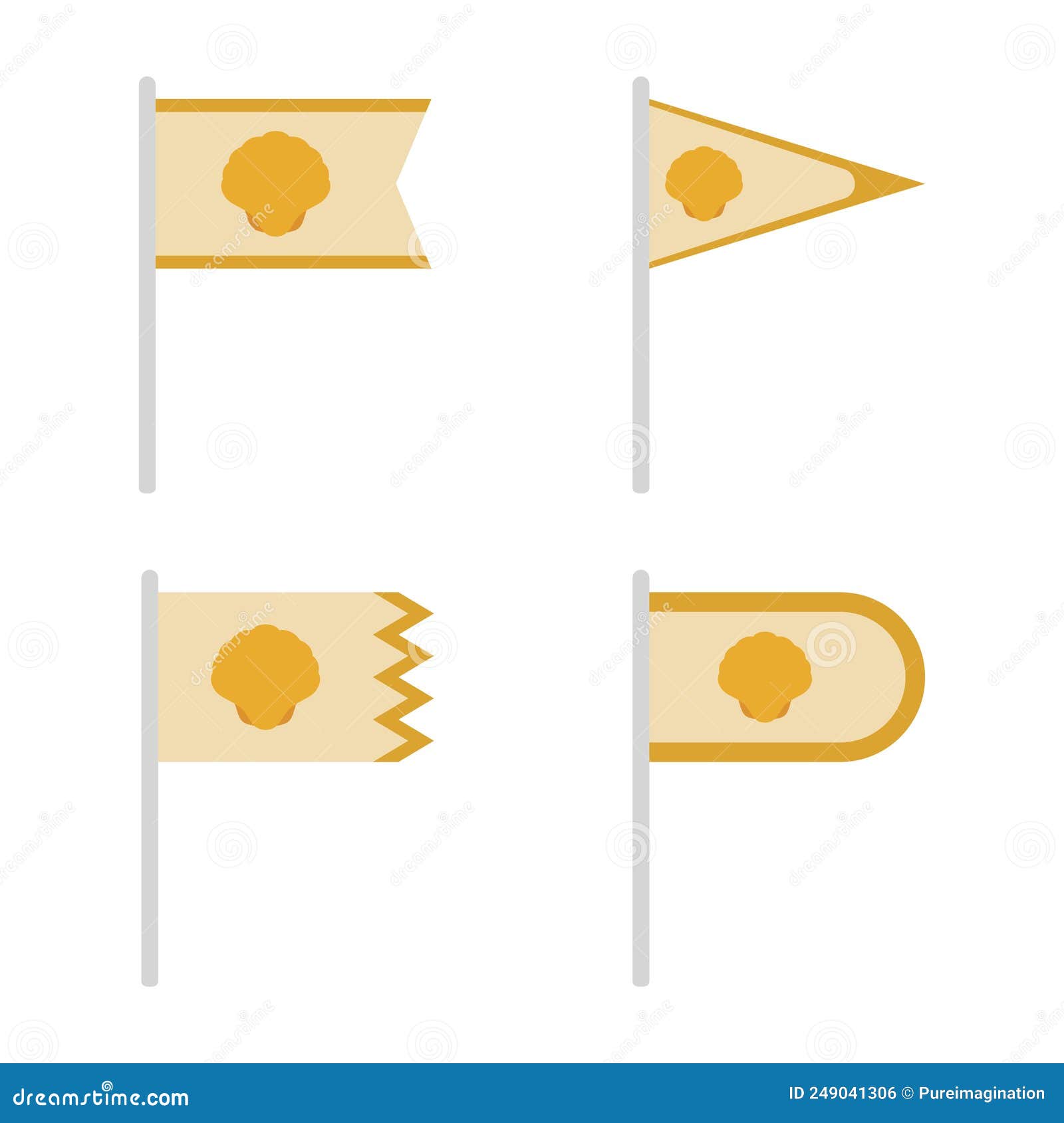 Set of Colored Flags with Seashell Stock Vector - Illustration of ...