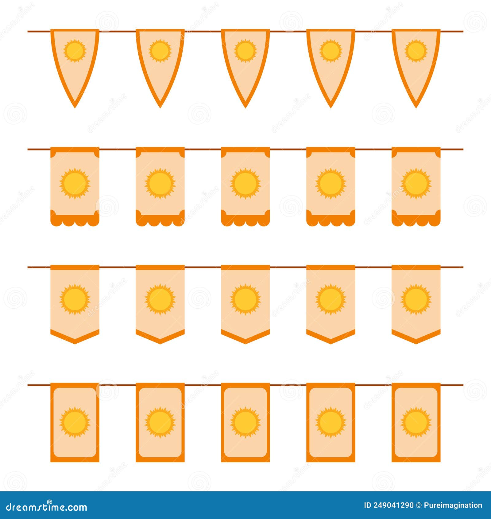 Set of Colored Flags with Sun Stock Vector - Illustration of enjoyment ...