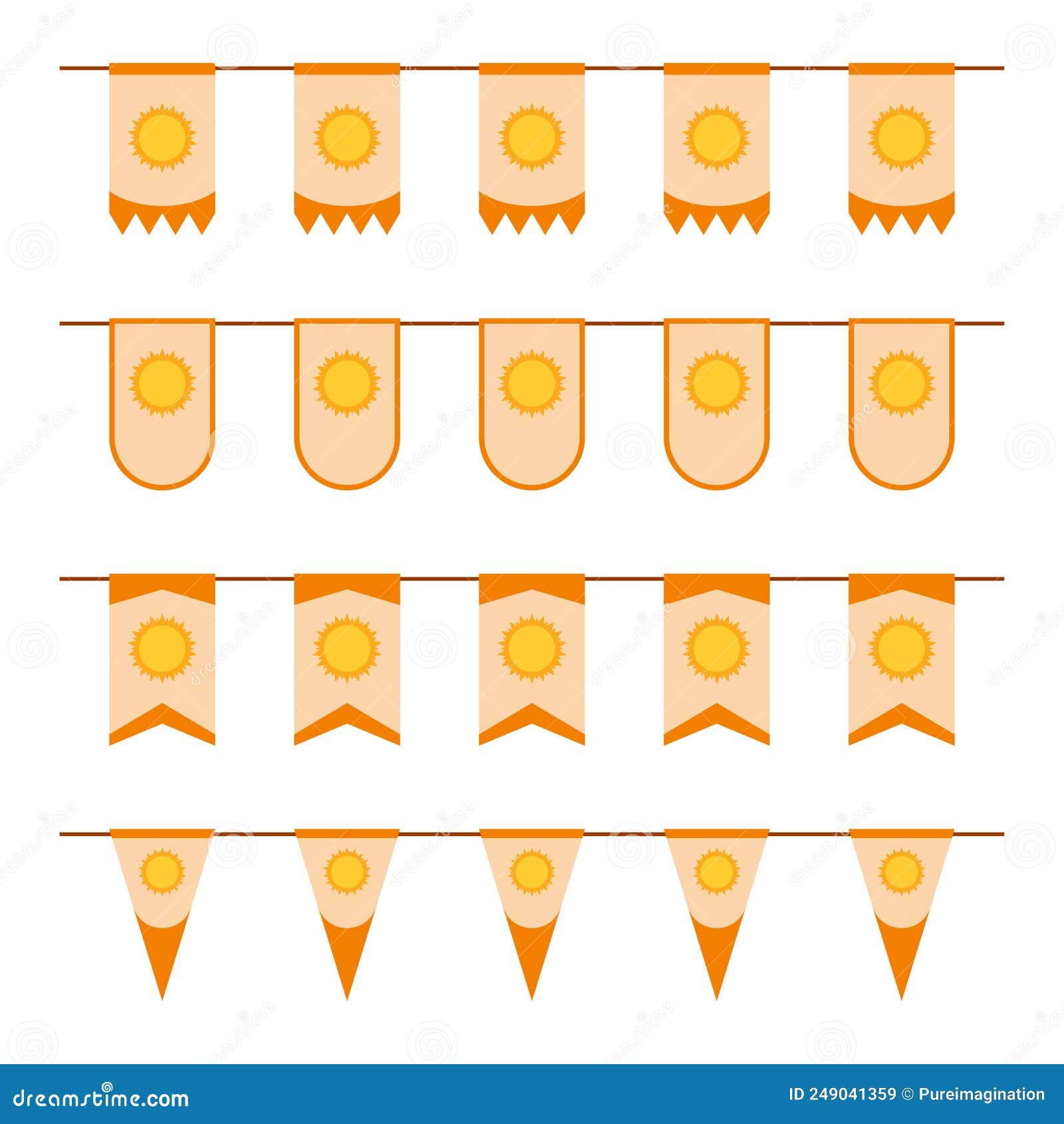 Set of Colored Flags with Sun Stock Vector - Illustration of ...