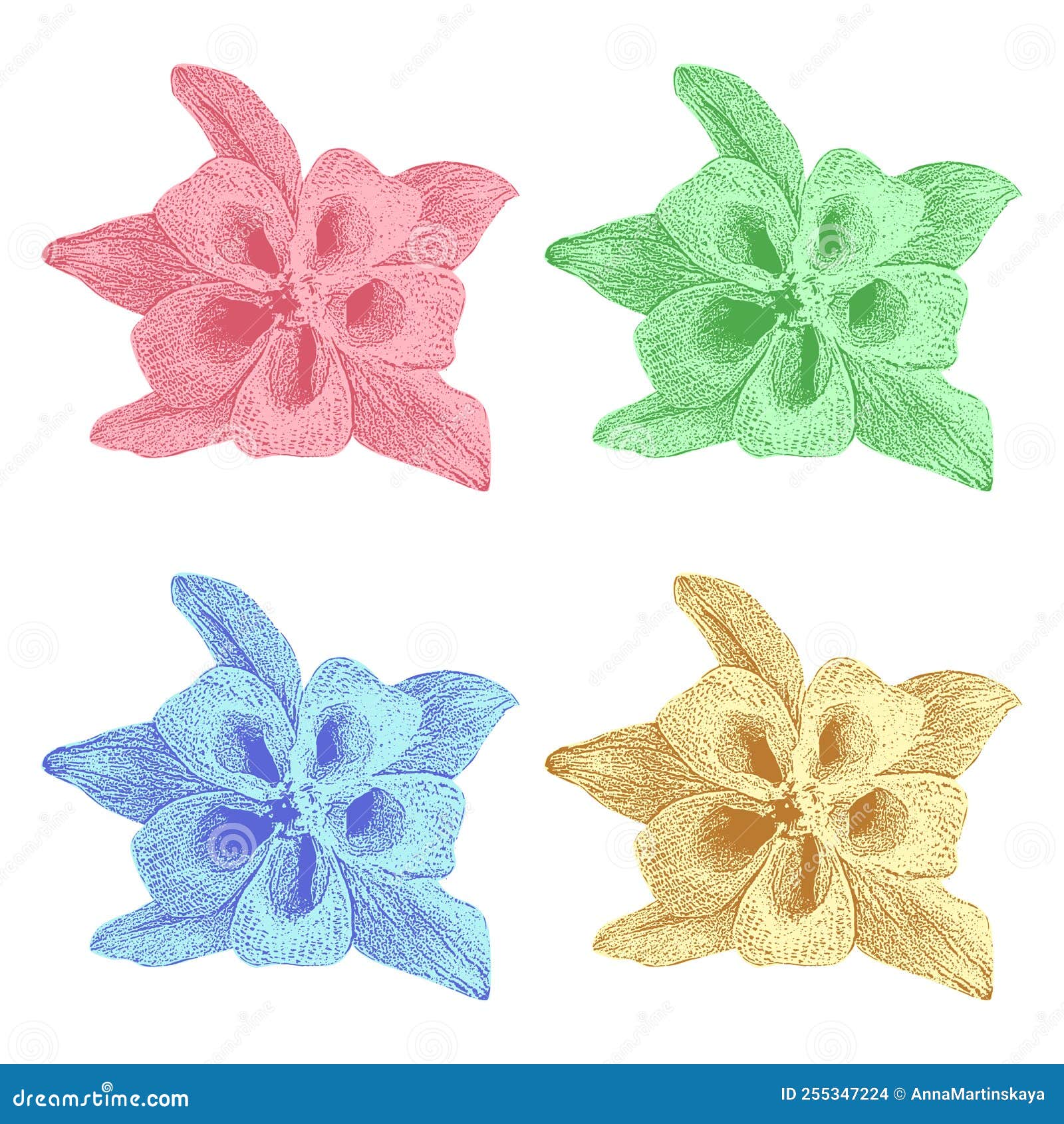 Set of Colored Flowers for Design. Vector Illustration Isolated on ...