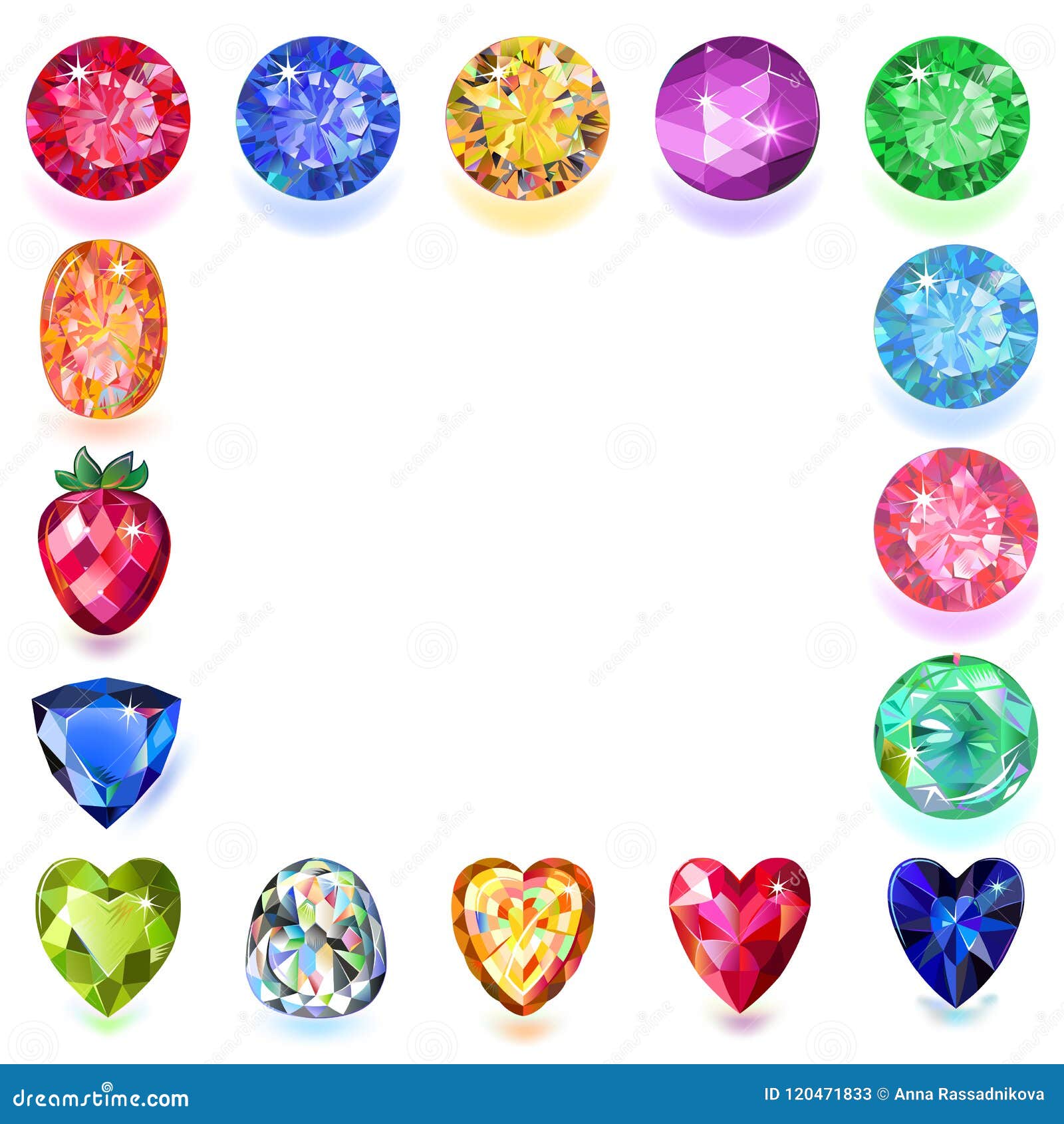 Set of colored gems stock vector. Illustration of gemstone - 120471833