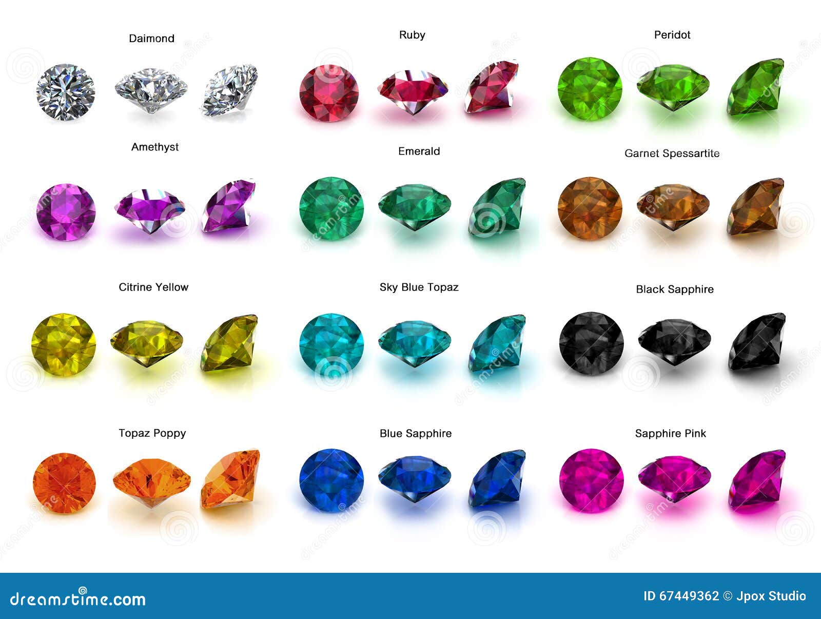 Set of Colored Gems on a White Background Stock Illustration ...