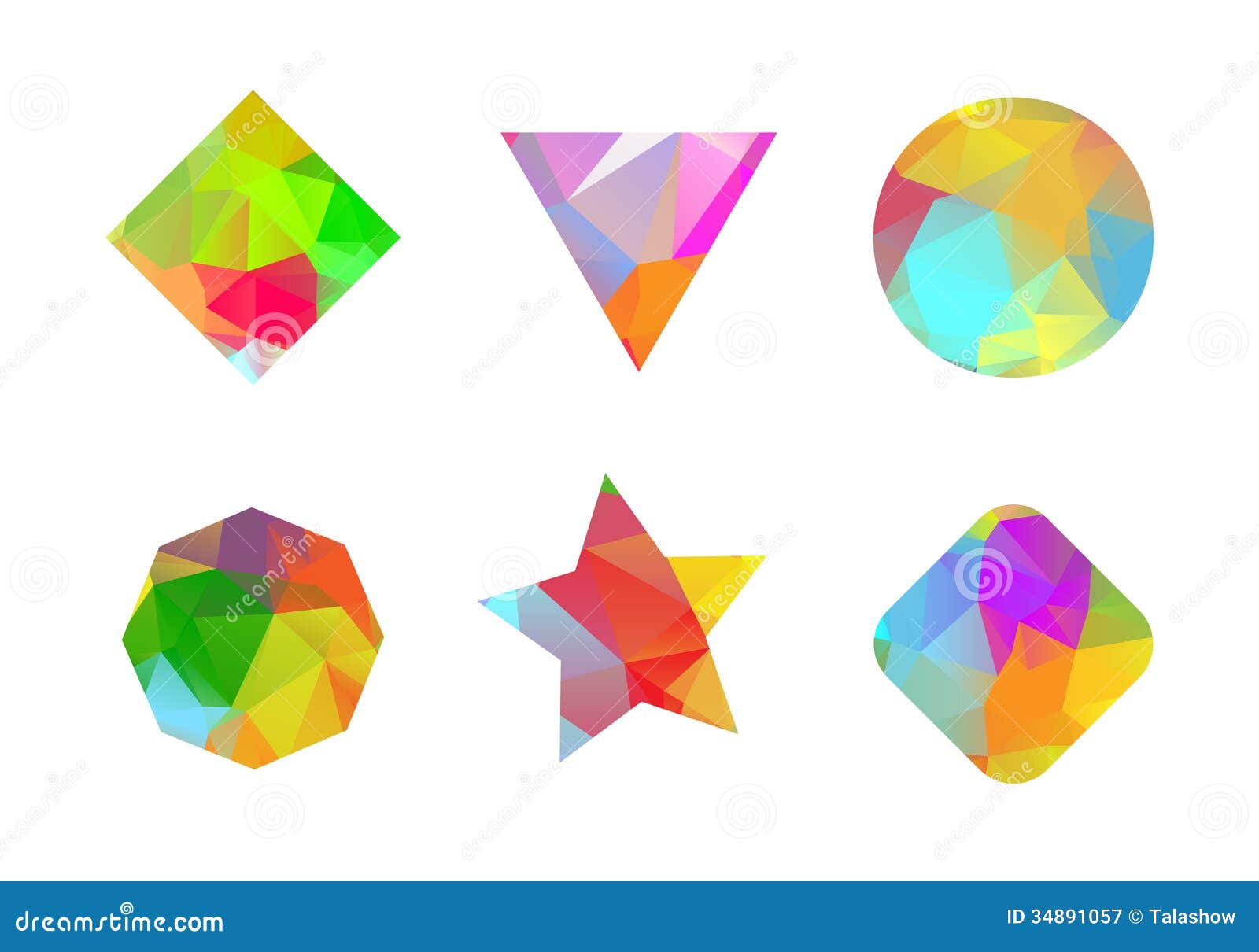 Set of Colored Geometric Polygonal Shapes. Stock Vector - Illustration ...