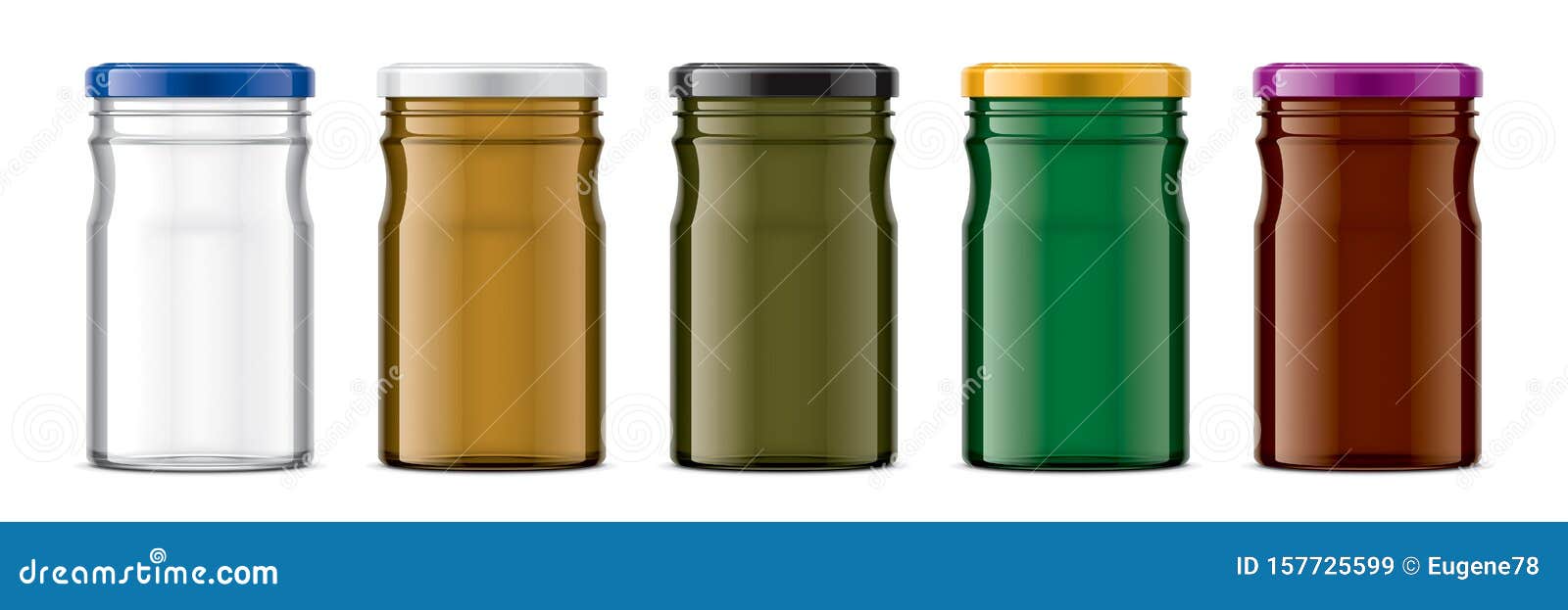 Set of Colored Glass Jar stock vector. Illustration of balm - 157725599