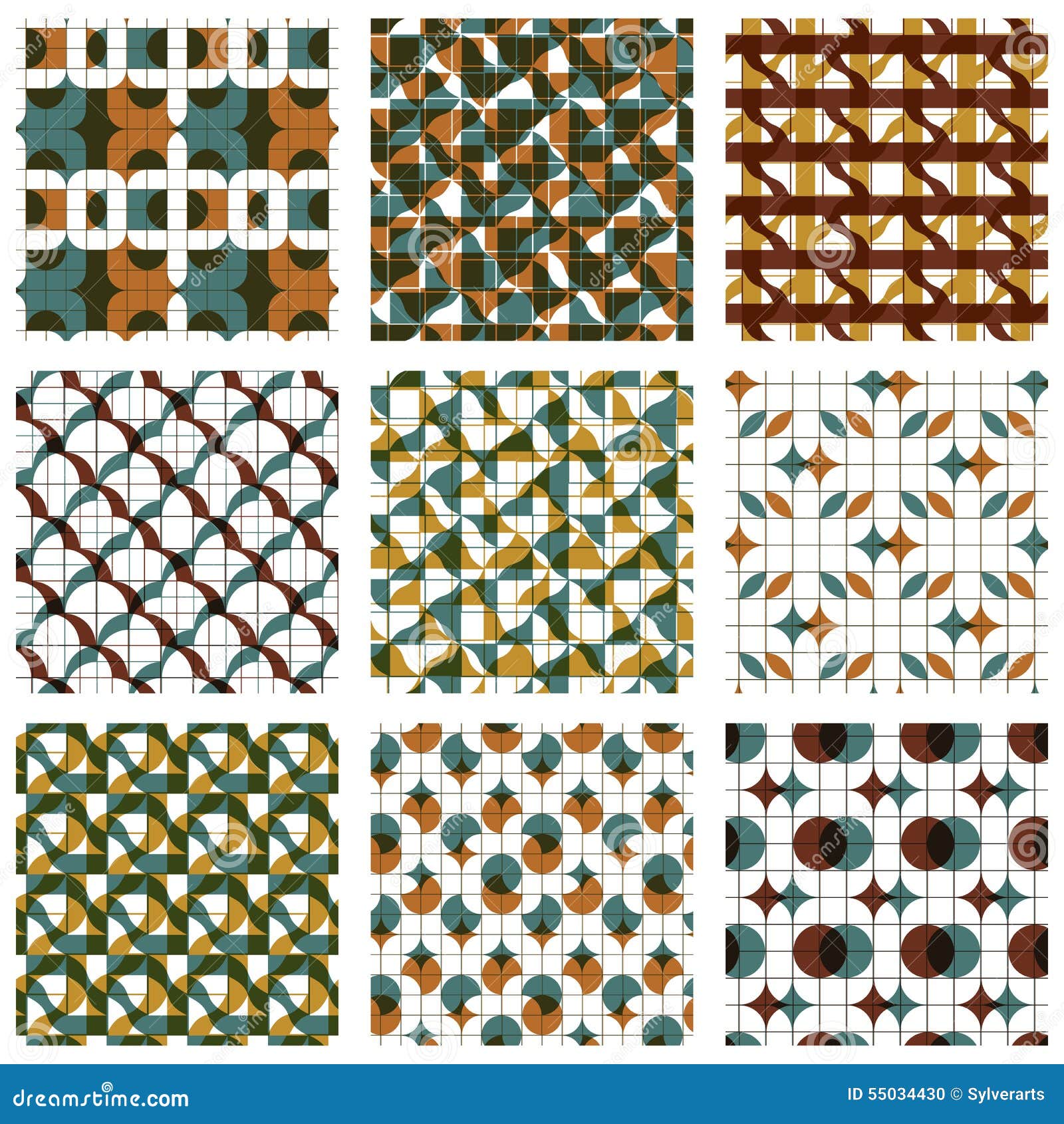 Set of Colored Grate Seamless Patterns with Parallel Lines, Ribbons and ...