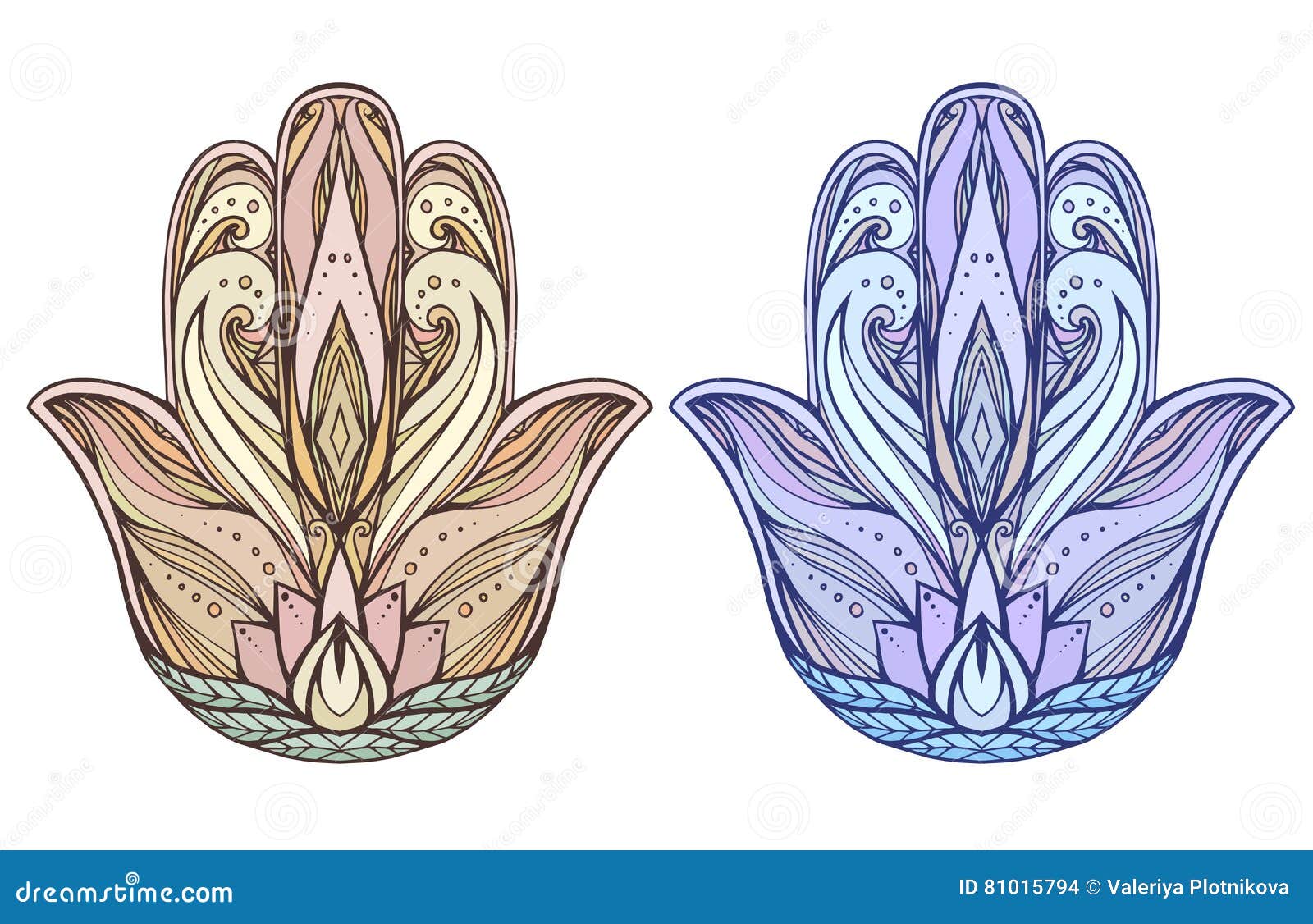 Set of Colored Hamsa. Buddha Hands Stock Vector - Illustration of ...