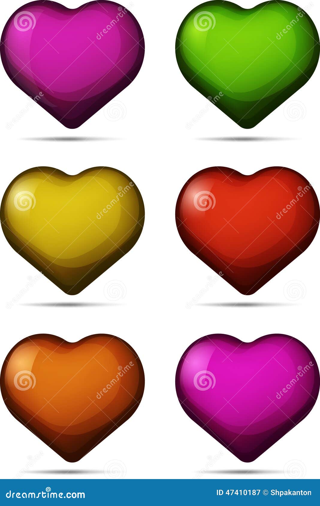 Set of colored hearts stock vector. Illustration of card - 47410187