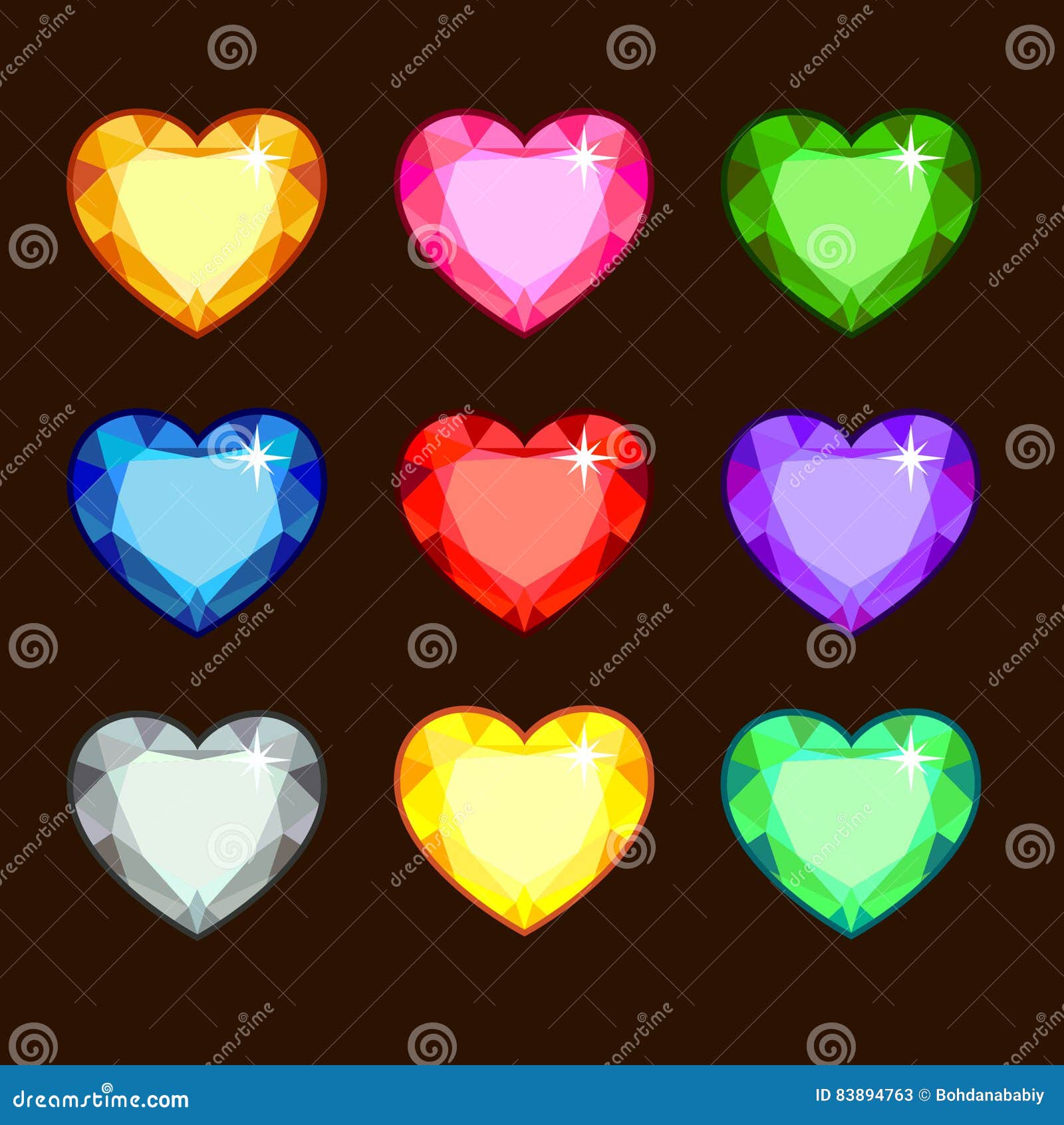 Set of colored hearts stock vector. Illustration of diamonds - 83894763