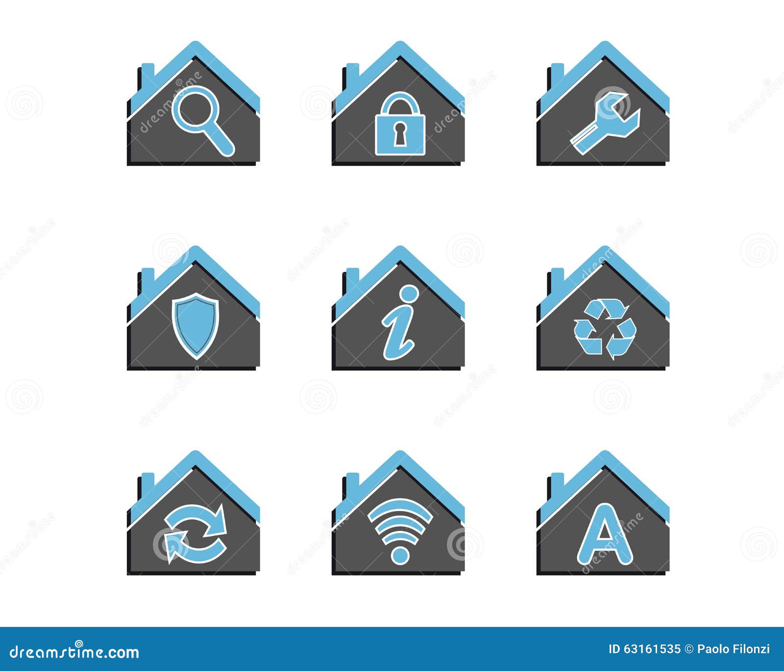 Set of colored house icons stock vector. Illustration of home - 63161535