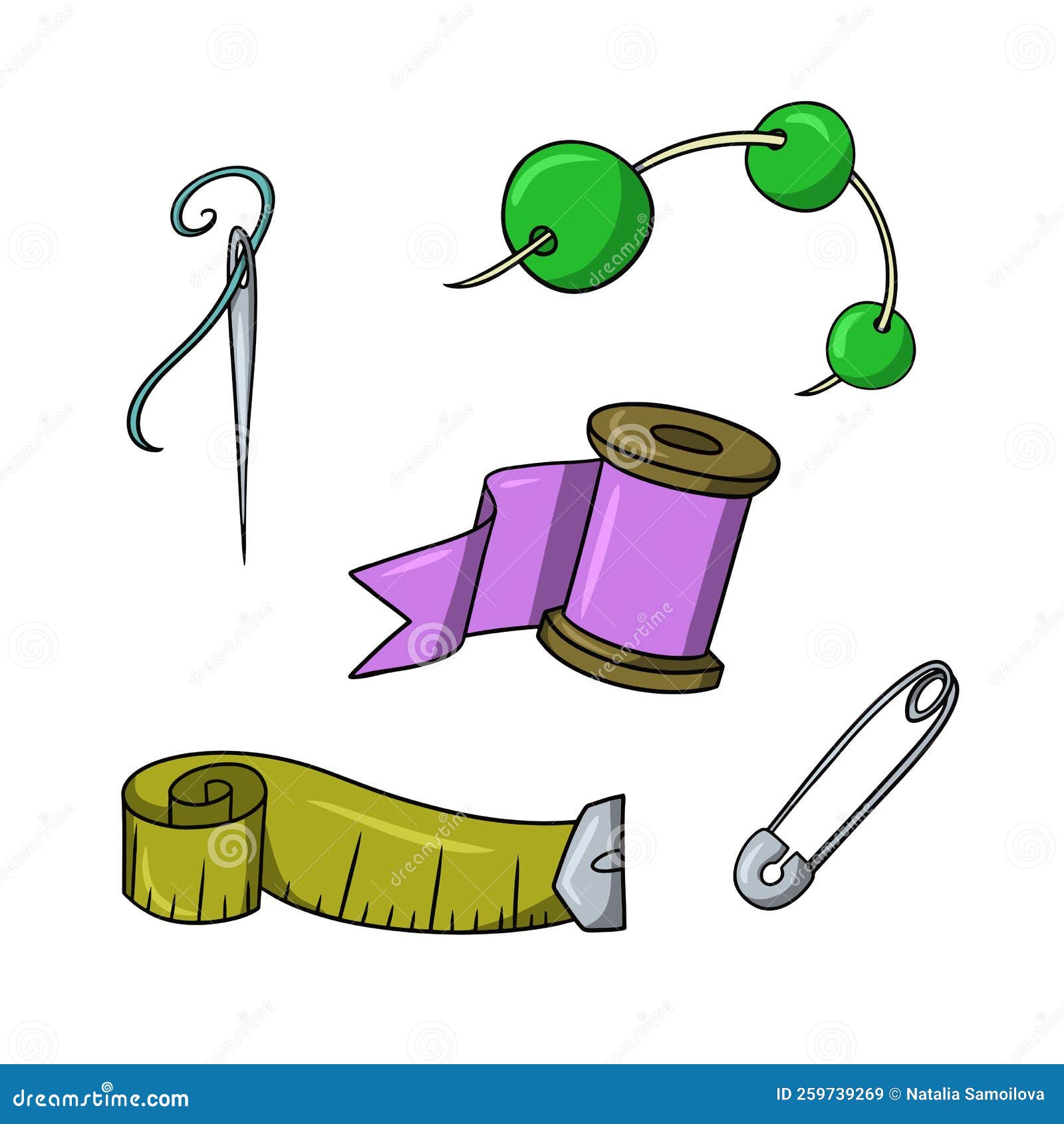 A Set of Colored Icons, a Collection of Objects for Needlework and ...