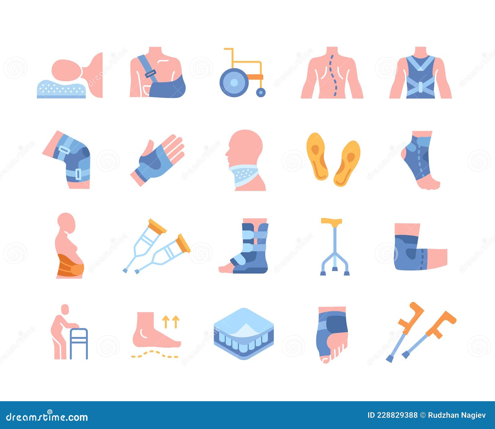 Set of Colored Icons with Immobilization Techniques Stock Vector ...