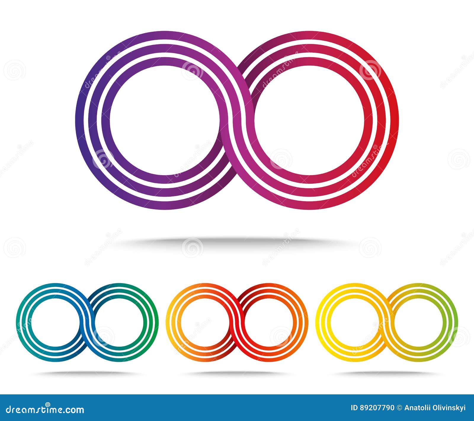 Set Of Colored Infinity Signs Isolated On White Vector Illustration ...