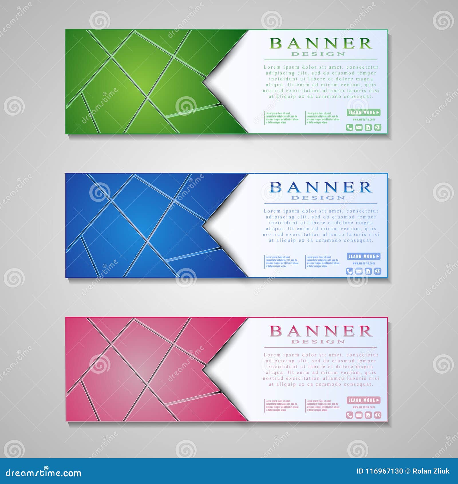 Set of Colored Info Graphic Banners with Different Symbol Stock Vector ...