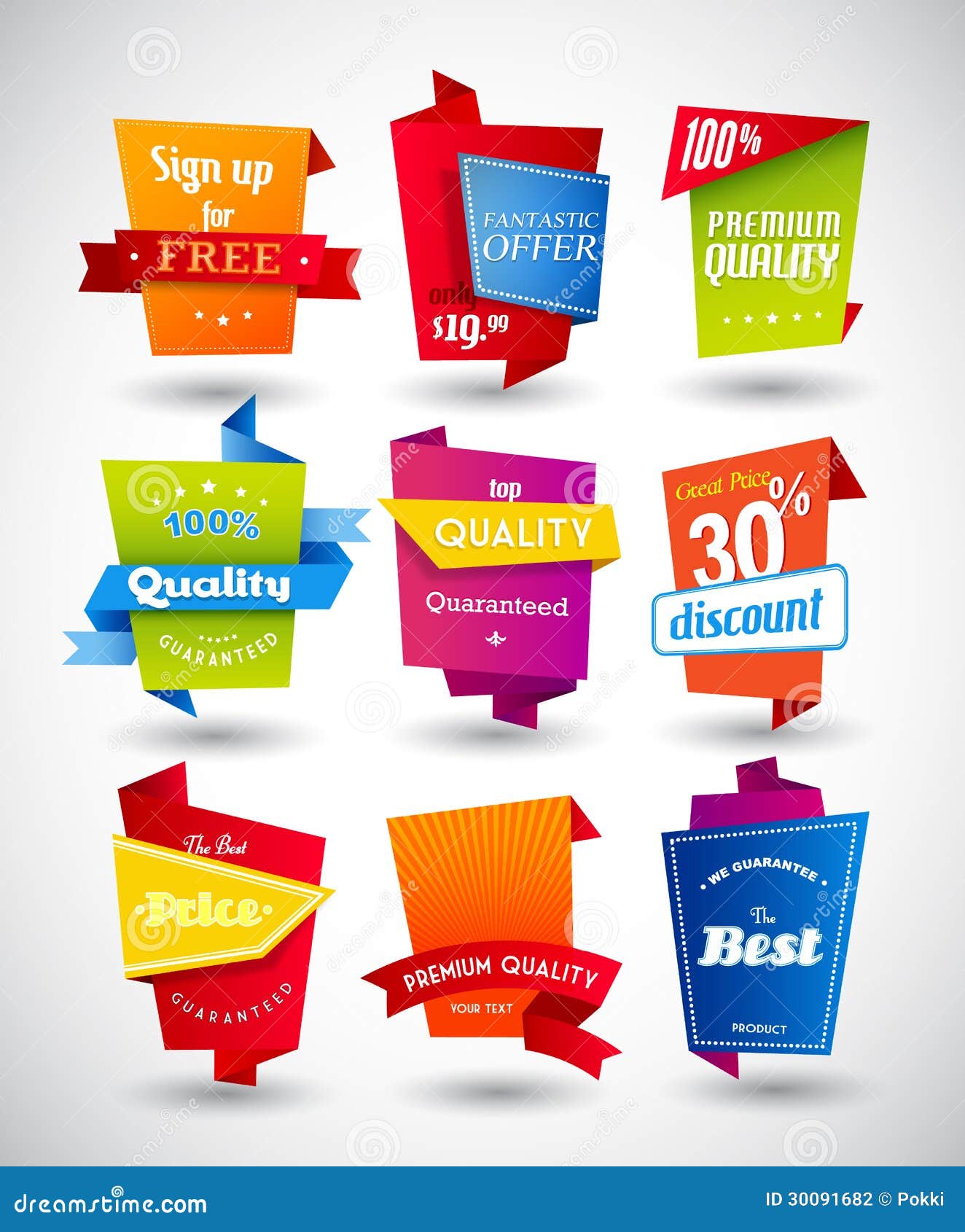 Set of colored labels. stock vector. Illustration of customer - 30091682