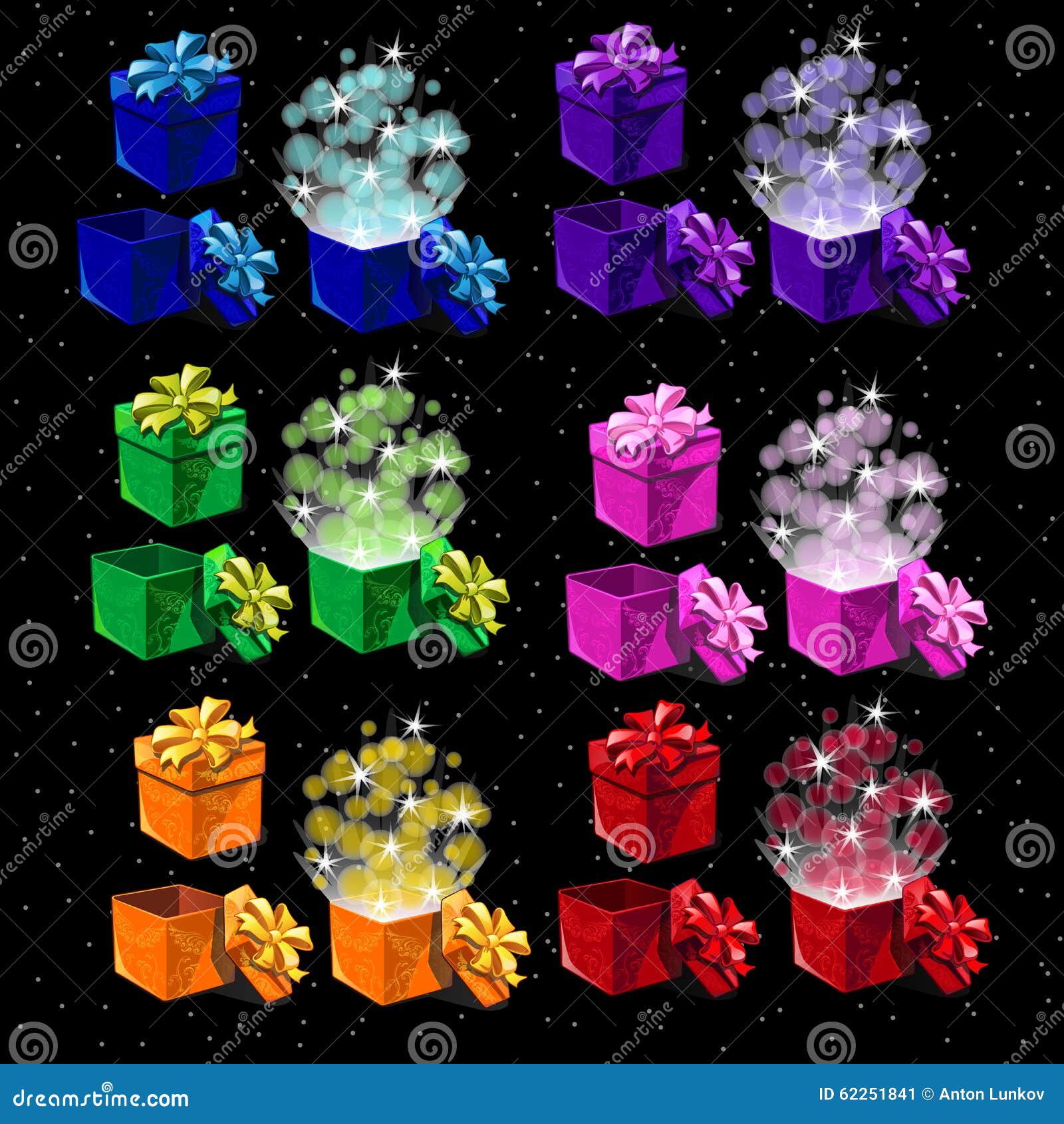 Set of Colored Magic Boxes for All Occasions Stock Vector ...