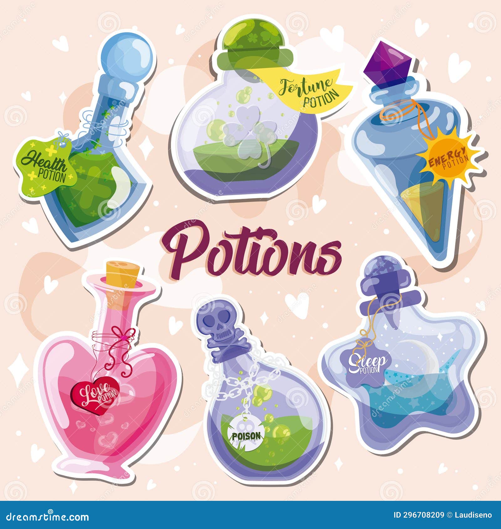 Set of Colored Magical Potion Elixirs Vector Stock Illustration ...