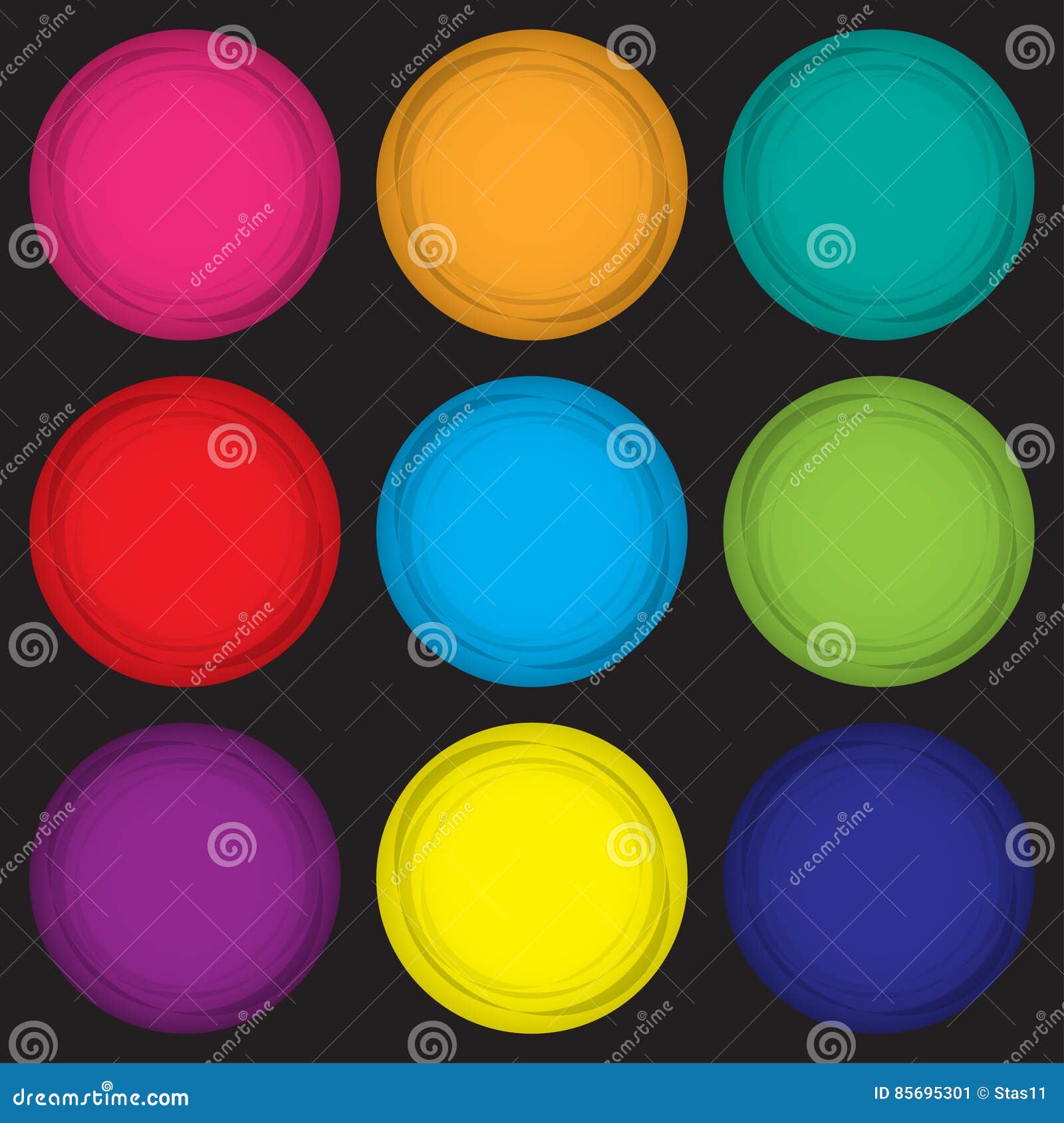 Set of Colored Magnets in a Flat Design on a Black Background. Vector ...