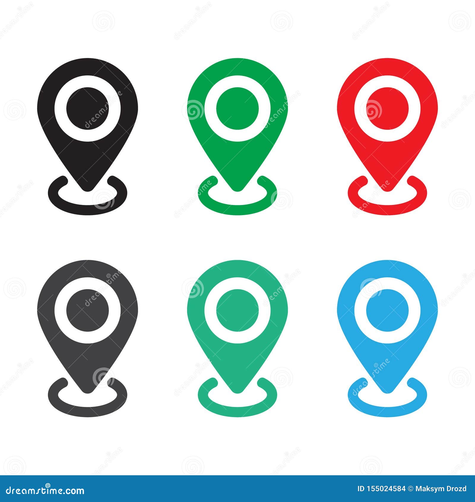 Set of Colored Map Pins. Location Map Icon Stock Vector - Illustration ...
