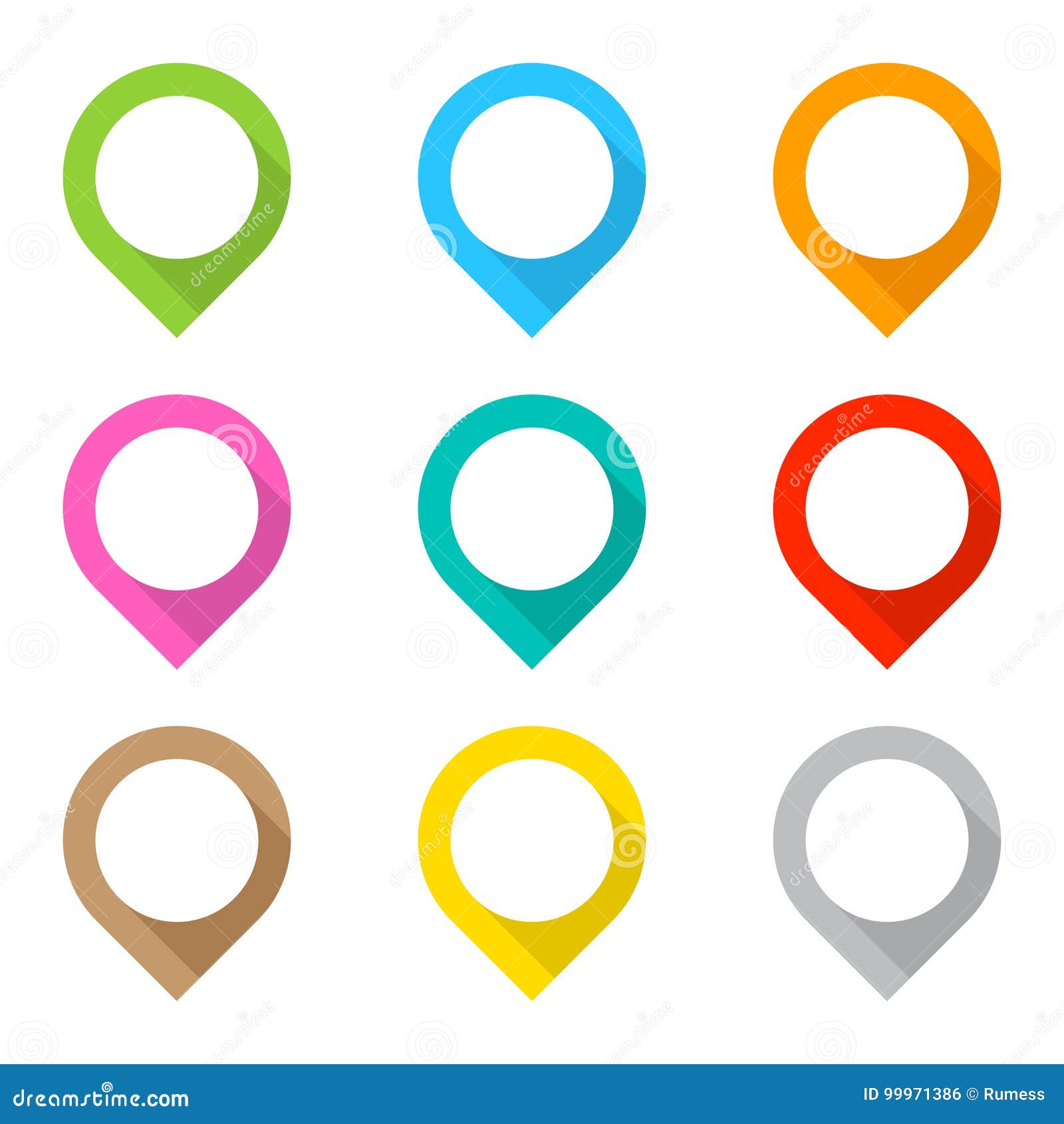 Set of colored map pins stock vector. Illustration of icon - 99971386