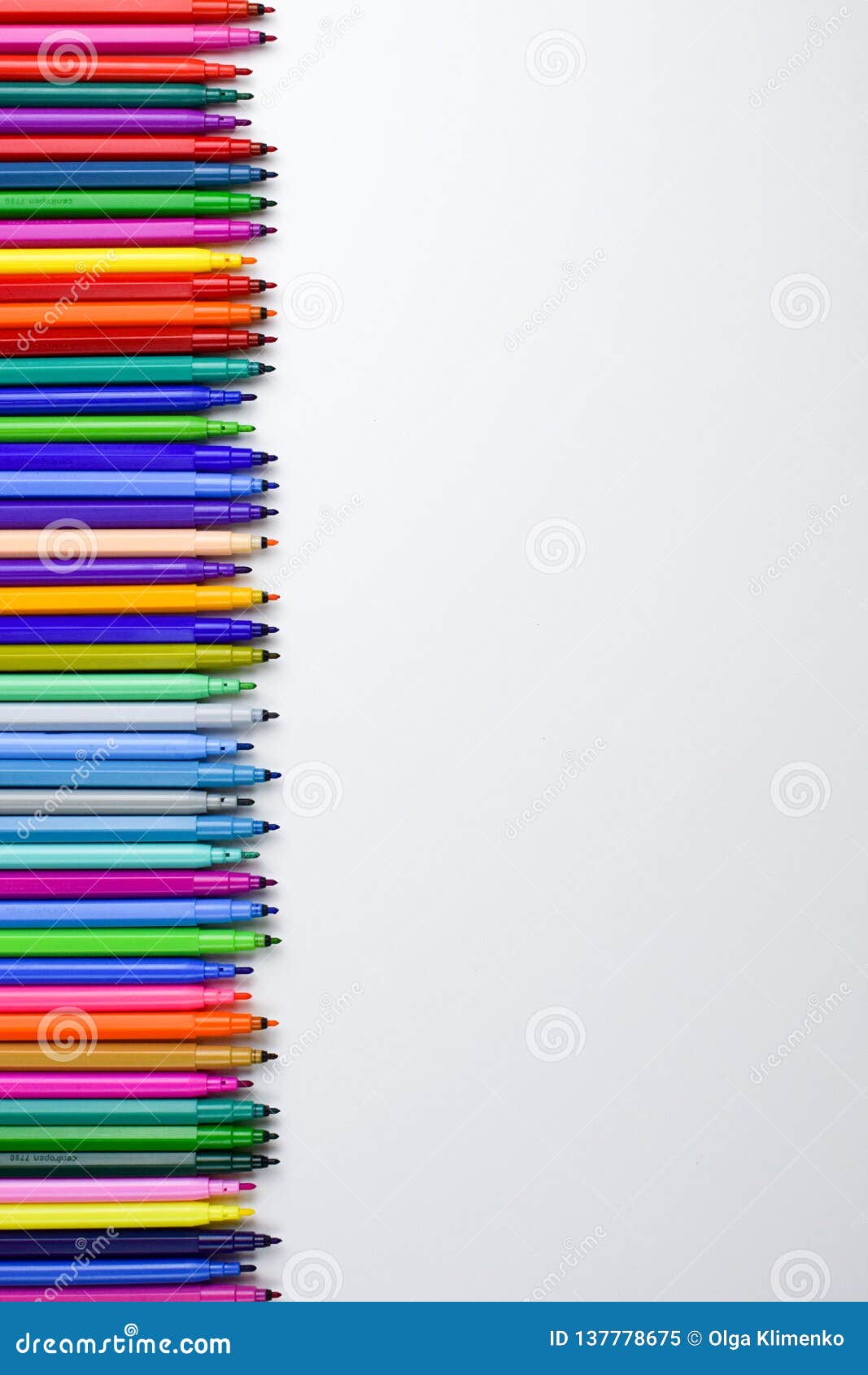 Set of Colored Markers without Caps on a White Background with Empty ...