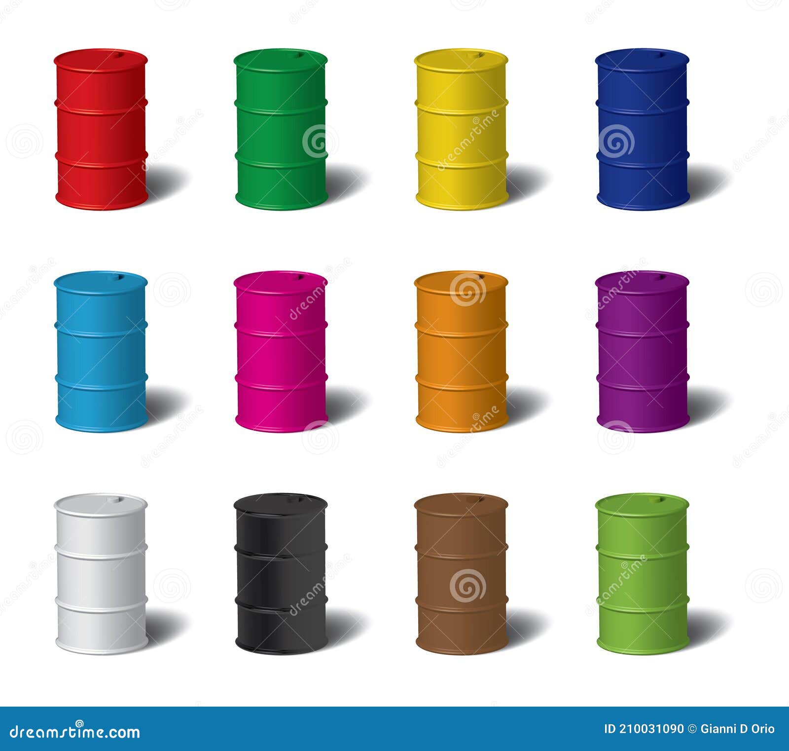 Set of Colored Metallic Barrels Stock Photo - Image of metallic ...