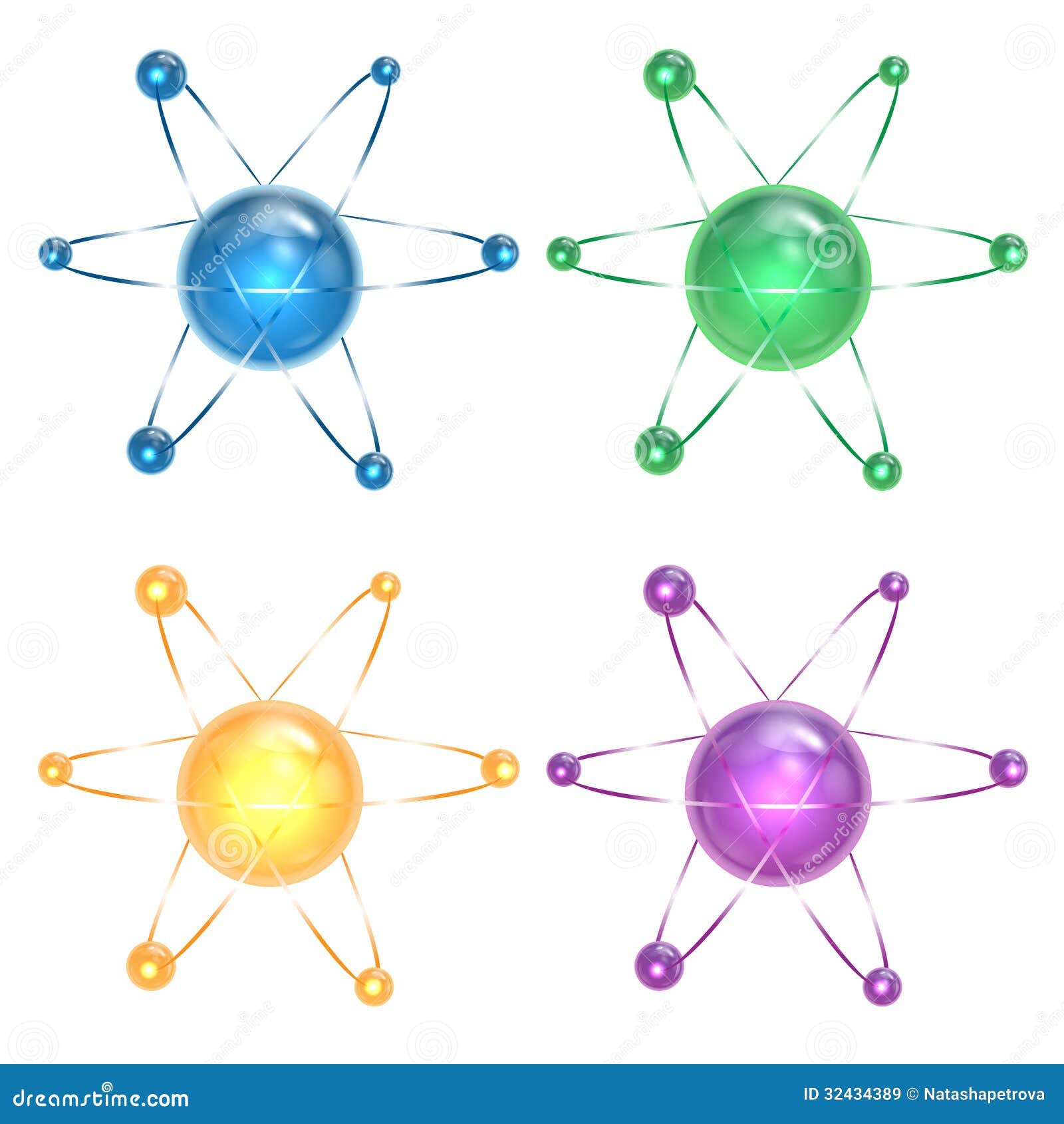 Set of Colored Molecules Isolated on White Backgro Stock Vector ...