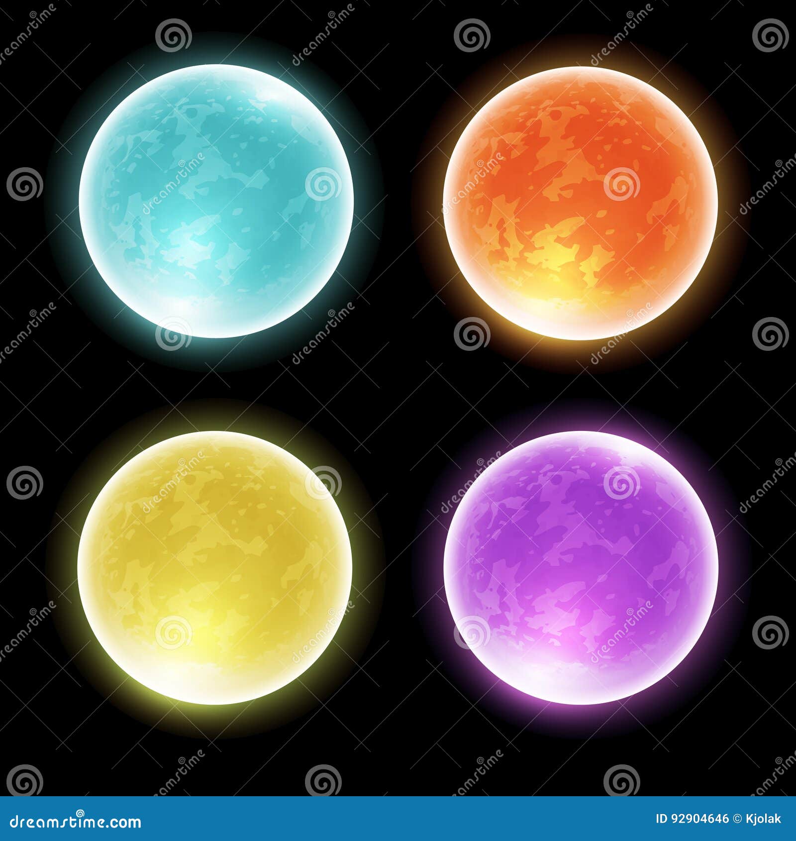 Set of colored moons stock vector. Illustration of object - 92904646