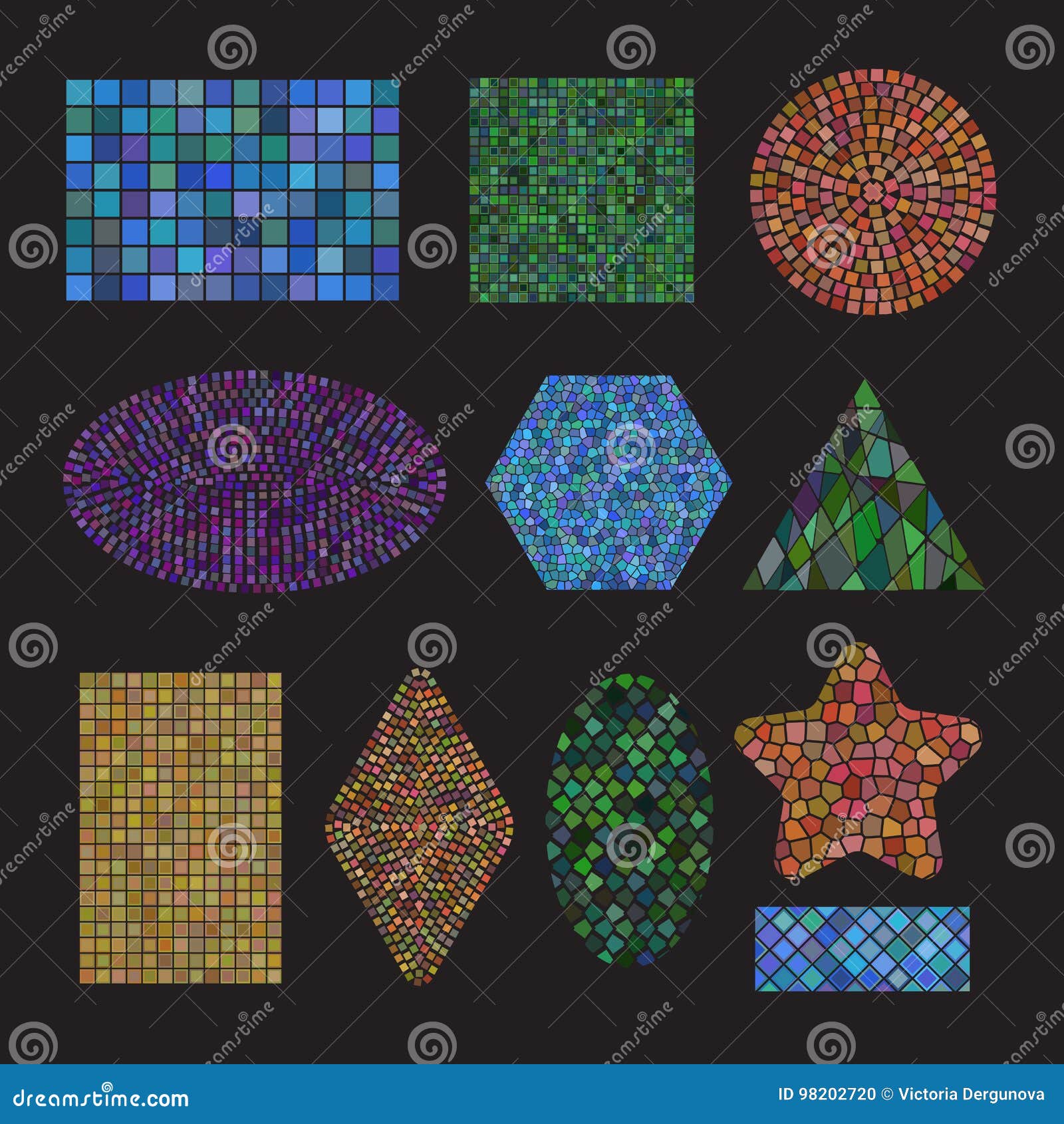 Set Colored Mosaic Ceramic Forms Stock Vector - Illustration of ...