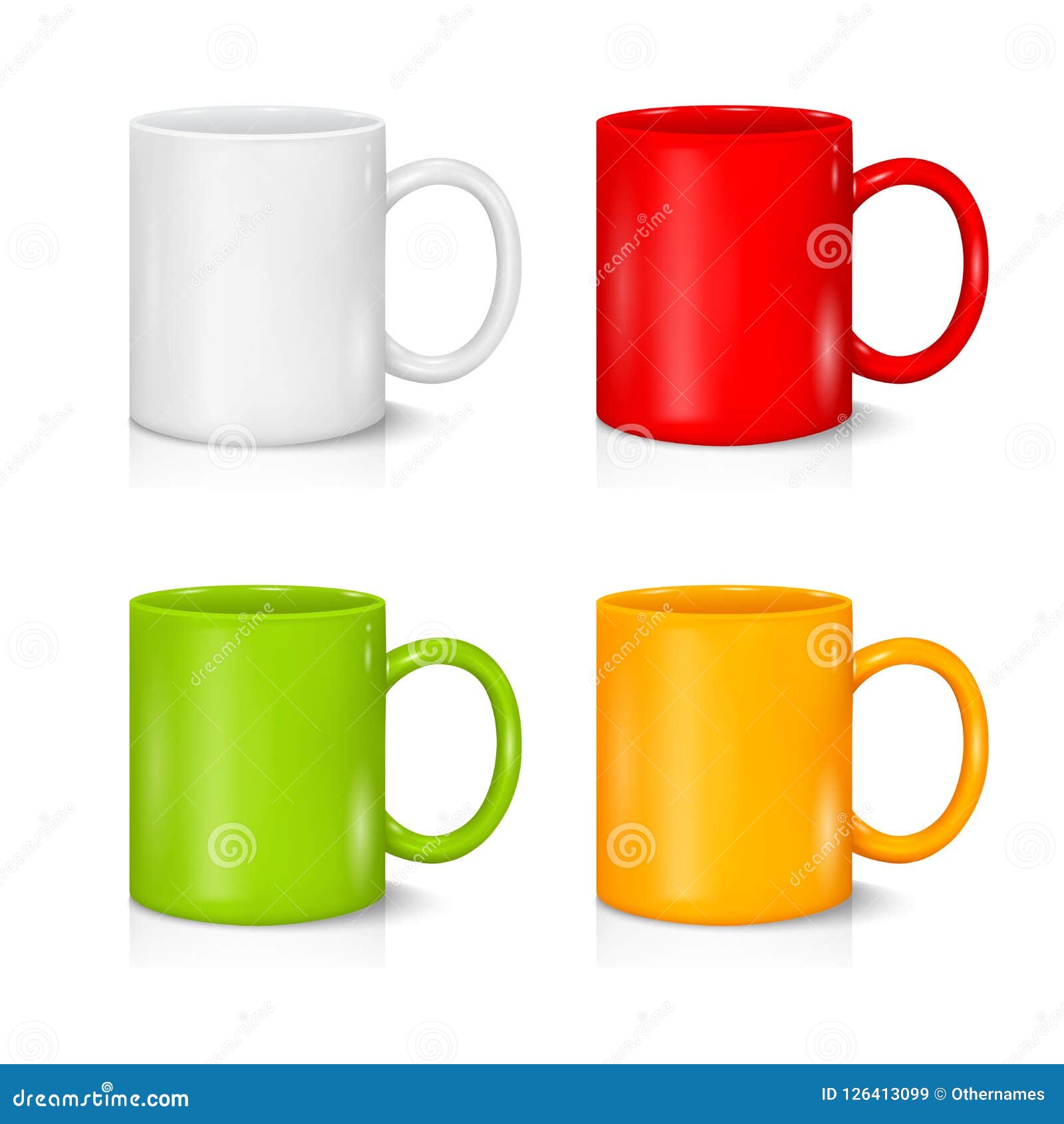 Set of Colored Mugs on the White Stock Vector - Illustration of color ...