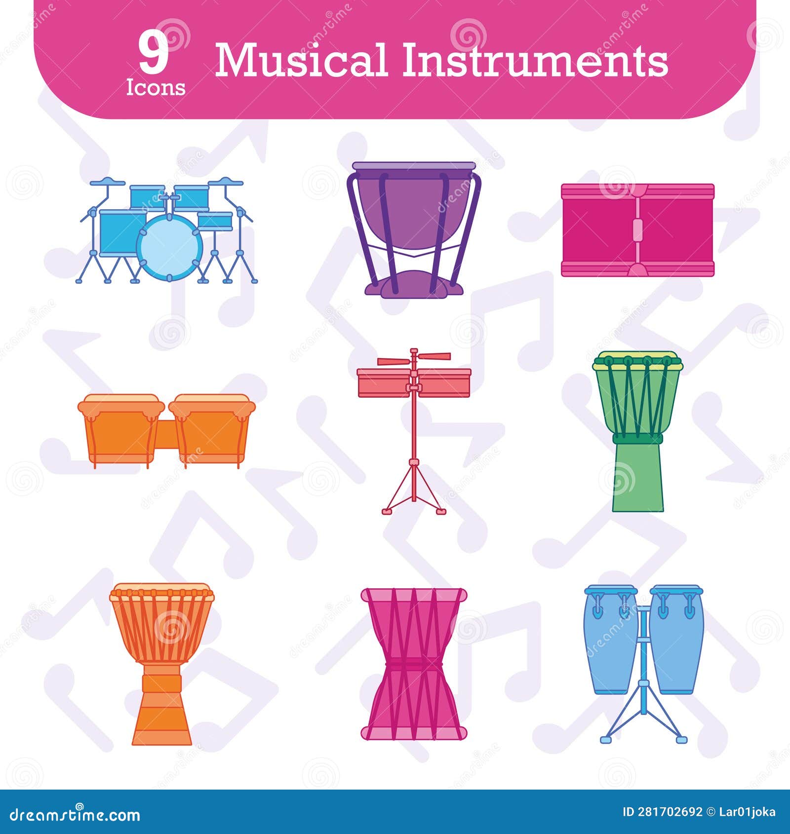 Set of Colored Musical Instruments Icons Vector Stock Vector ...