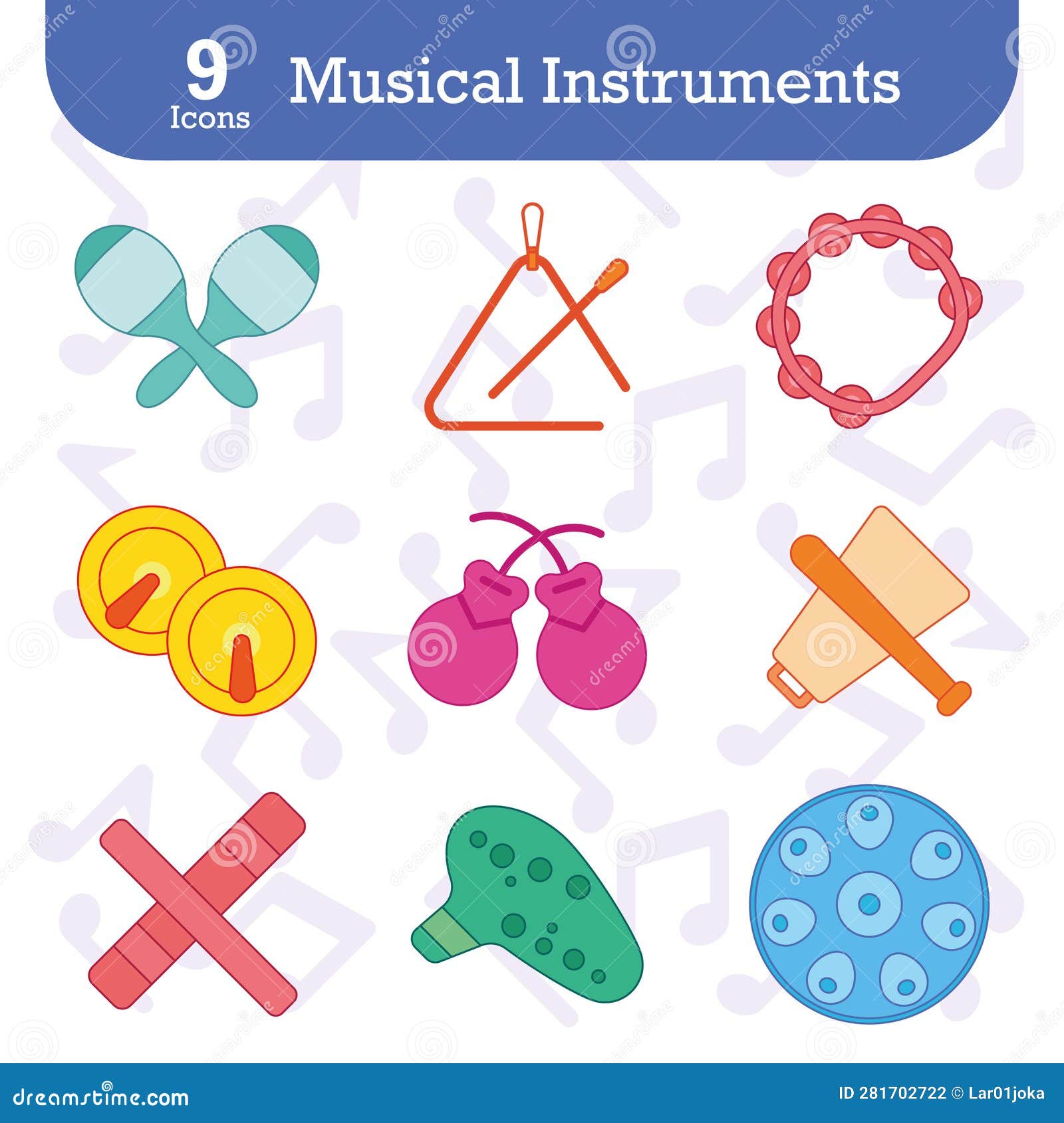 Set of Colored Musical Instruments Icons Vector Stock Vector ... Set of Colored Musical Instruments Icons Vector Stock Vector ...