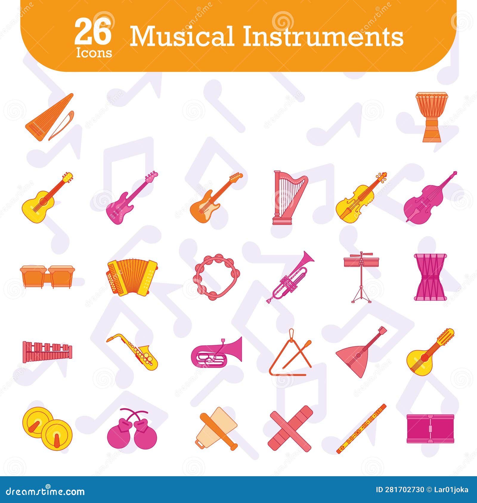 Set of Colored Musical Instruments Icons Vector Stock Vector ...