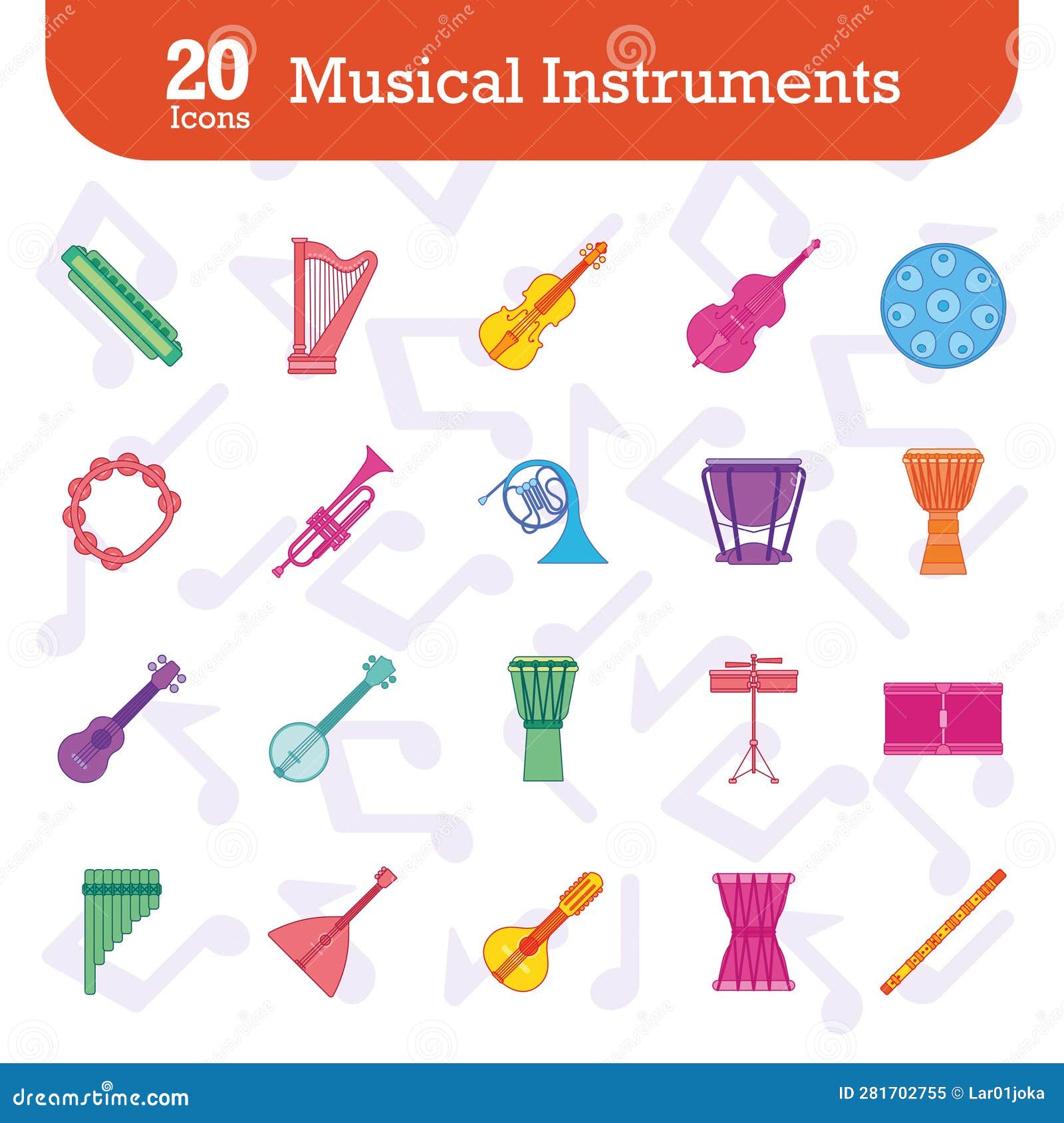 Set of Colored Musical Instruments Icons Vector Stock Vector ...