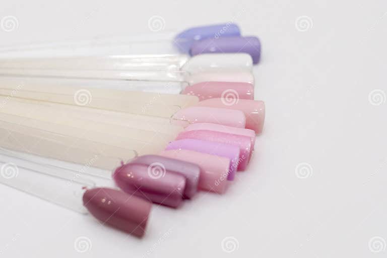 Set of Colored Nail Patterns on White Background Stock Photo - Image of ...