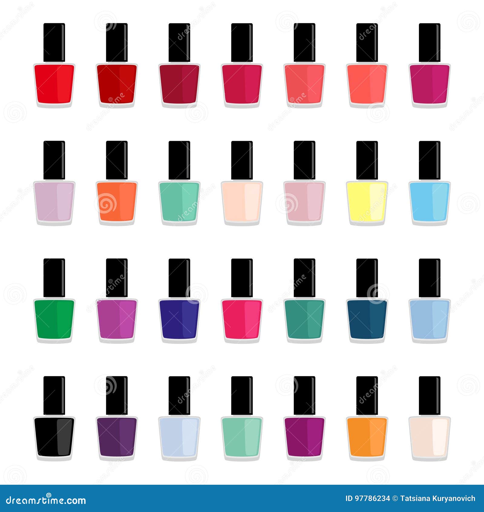 Colored Nail Polishes Dripping From Brushes Isoalted On White Stock ...