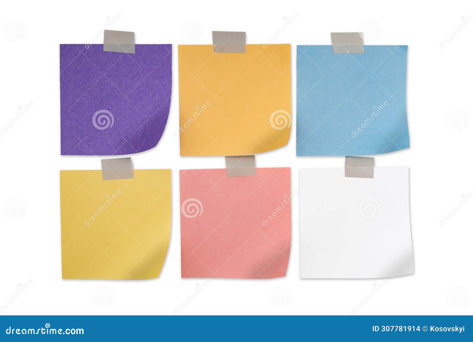 Set of Colored Notepaper Sheets Stock Photo - Image of background ...