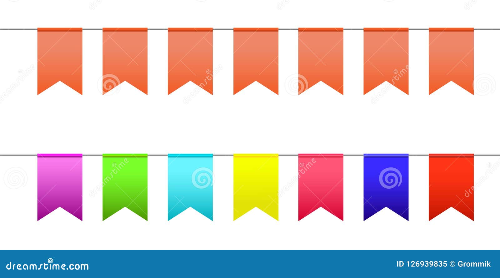 Set of Colored and Orange Flags for Decoration Stock Illustration ...