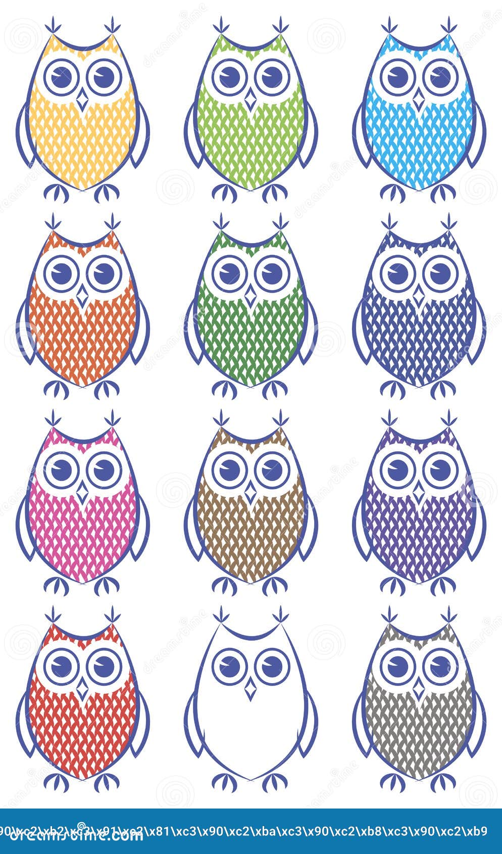 Set of colored owls stock vector. Illustration of variegated - 49699265