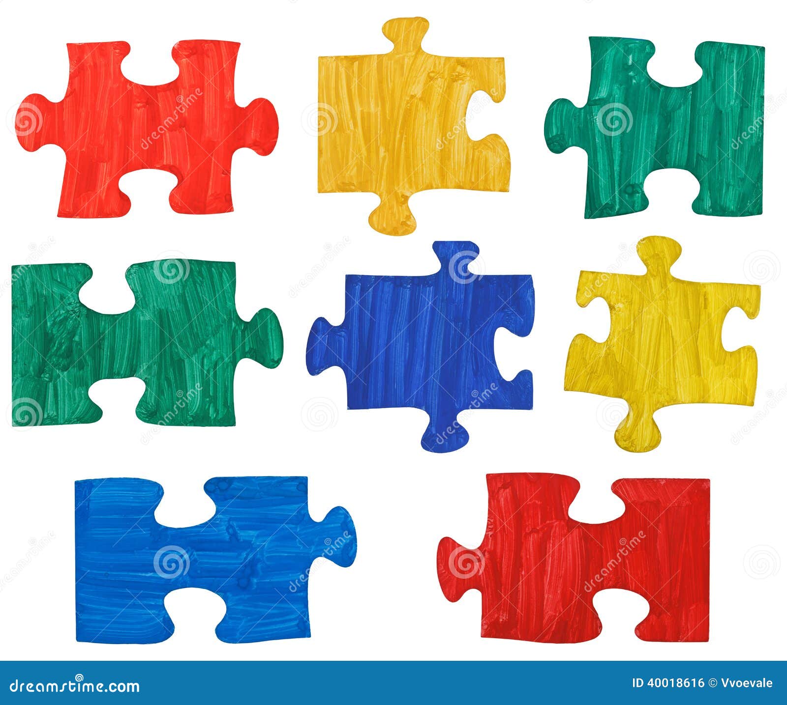 Set of Colored Painted Puzzle Pieces Stock Photo - Image of card, close ...
