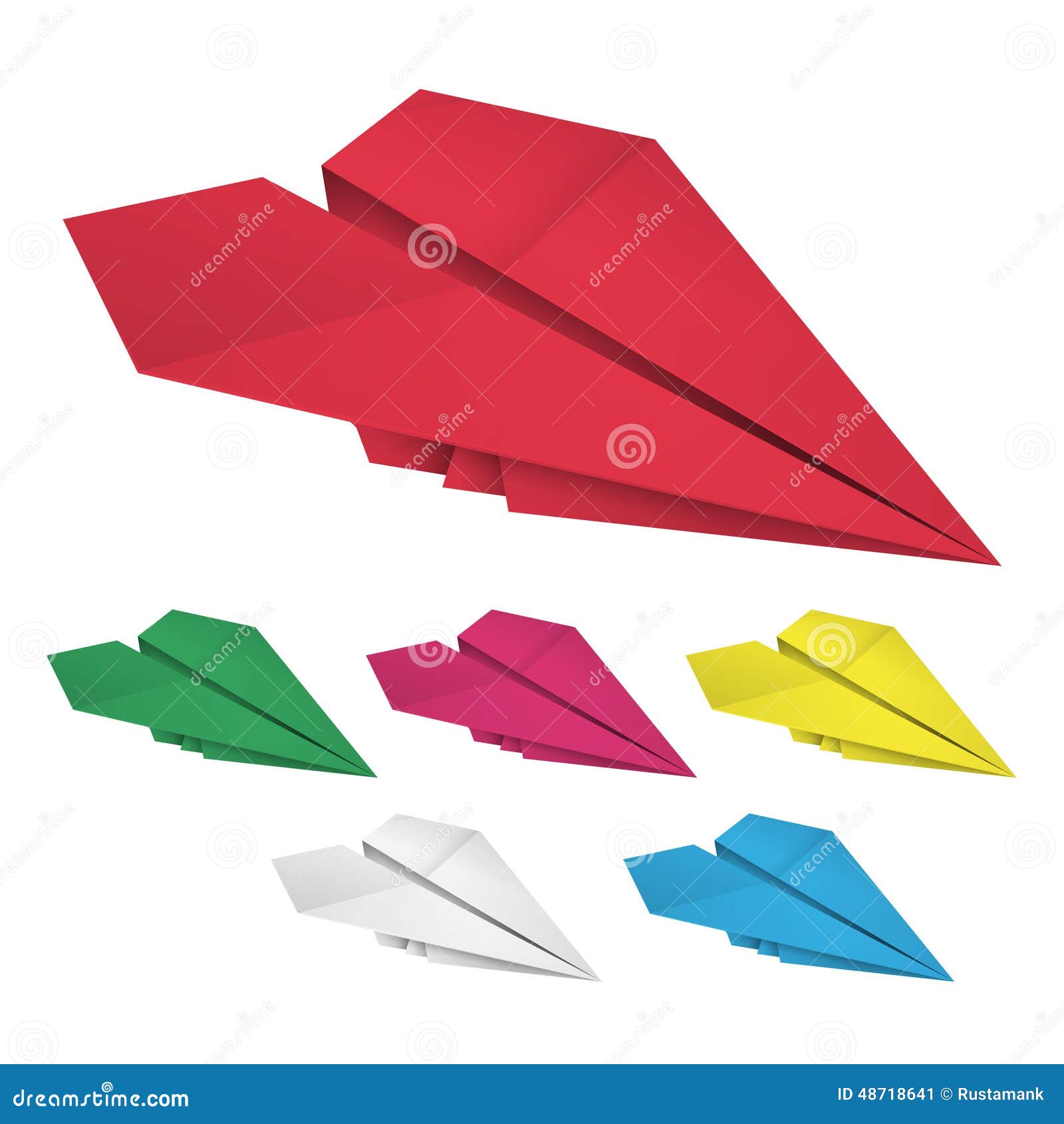 Set of Colored Paper Airplanes Stock Vector - Illustration of children ...