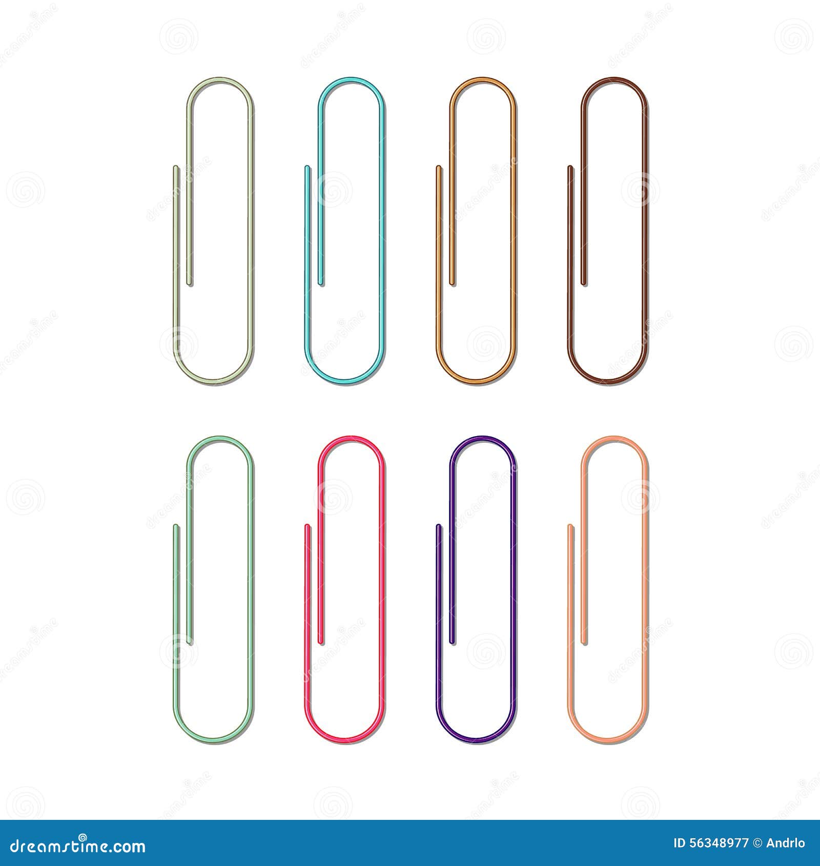 Set of Colored Paper Clips on White Stock Vector - Illustration of ...