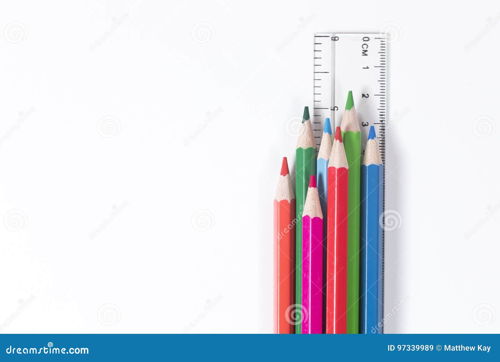Set of Colored Pencil Crayons with a Ruler Stock Image - Image of ...