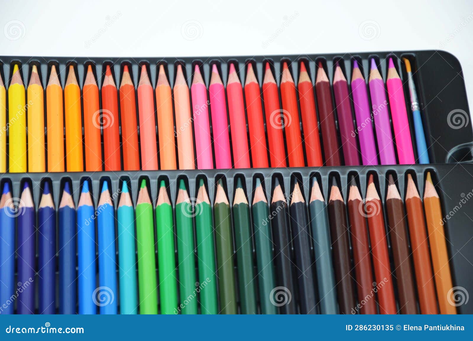 A Set of Colored Pencils in a Palette, Lying in a Line. Beautiful Color ...