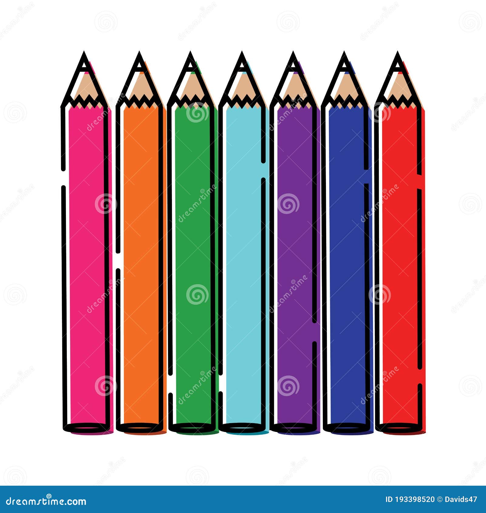 Set of colored pencils stock vector. Illustration of pencil - 193398520