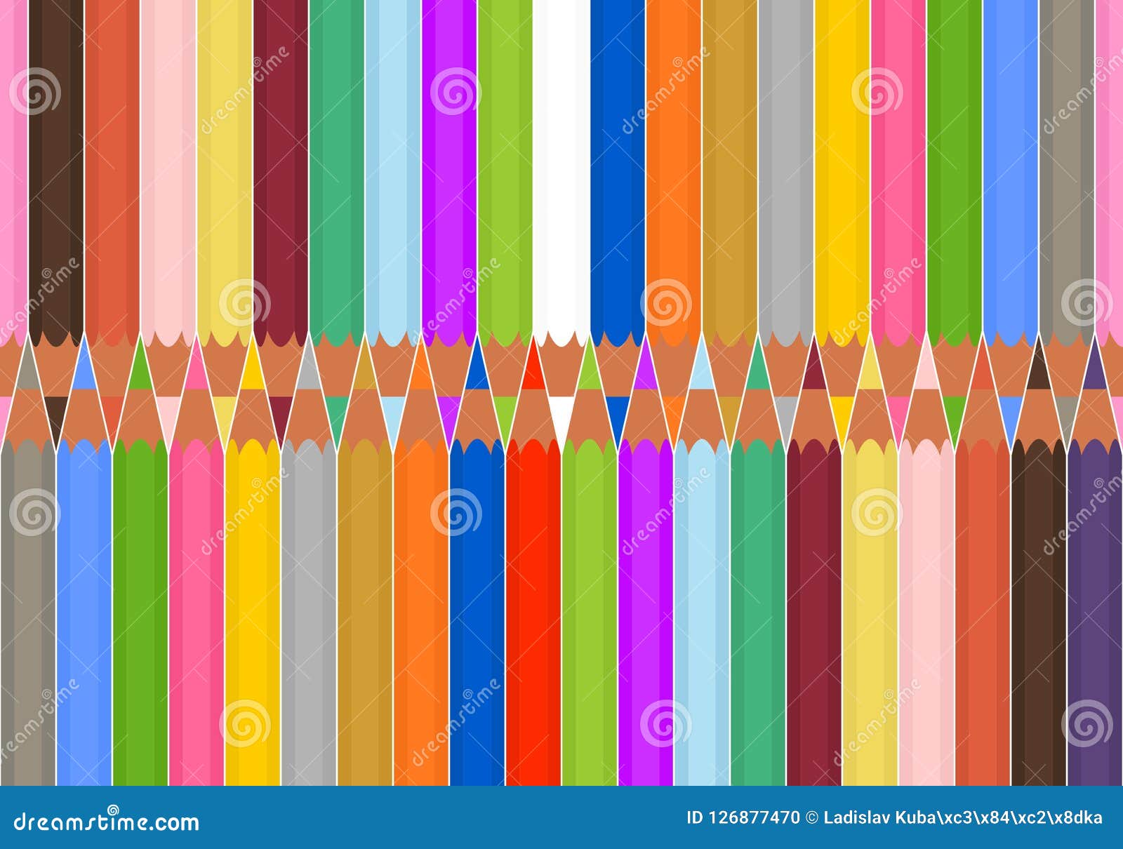 Set of Colored Pencils Sharp Side by Side and Opposite Top and Bottom ...