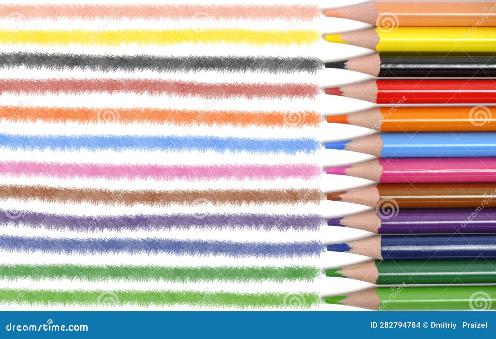 Set of Colored Pencils of Twelve Colors White Background. Stock Photo ...