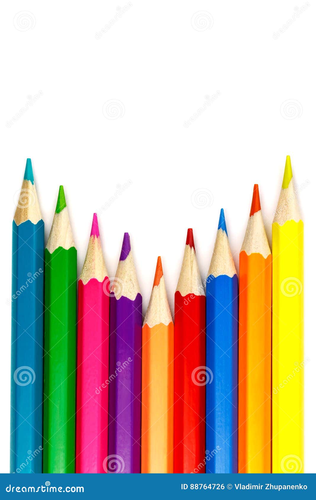 Set of Colored Pencils on a White Background, Arrangement with an ...