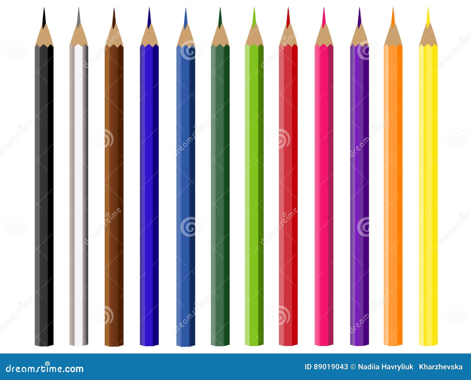 Set Colored Pencils on White Background. Stock Vector - Illustration of ...